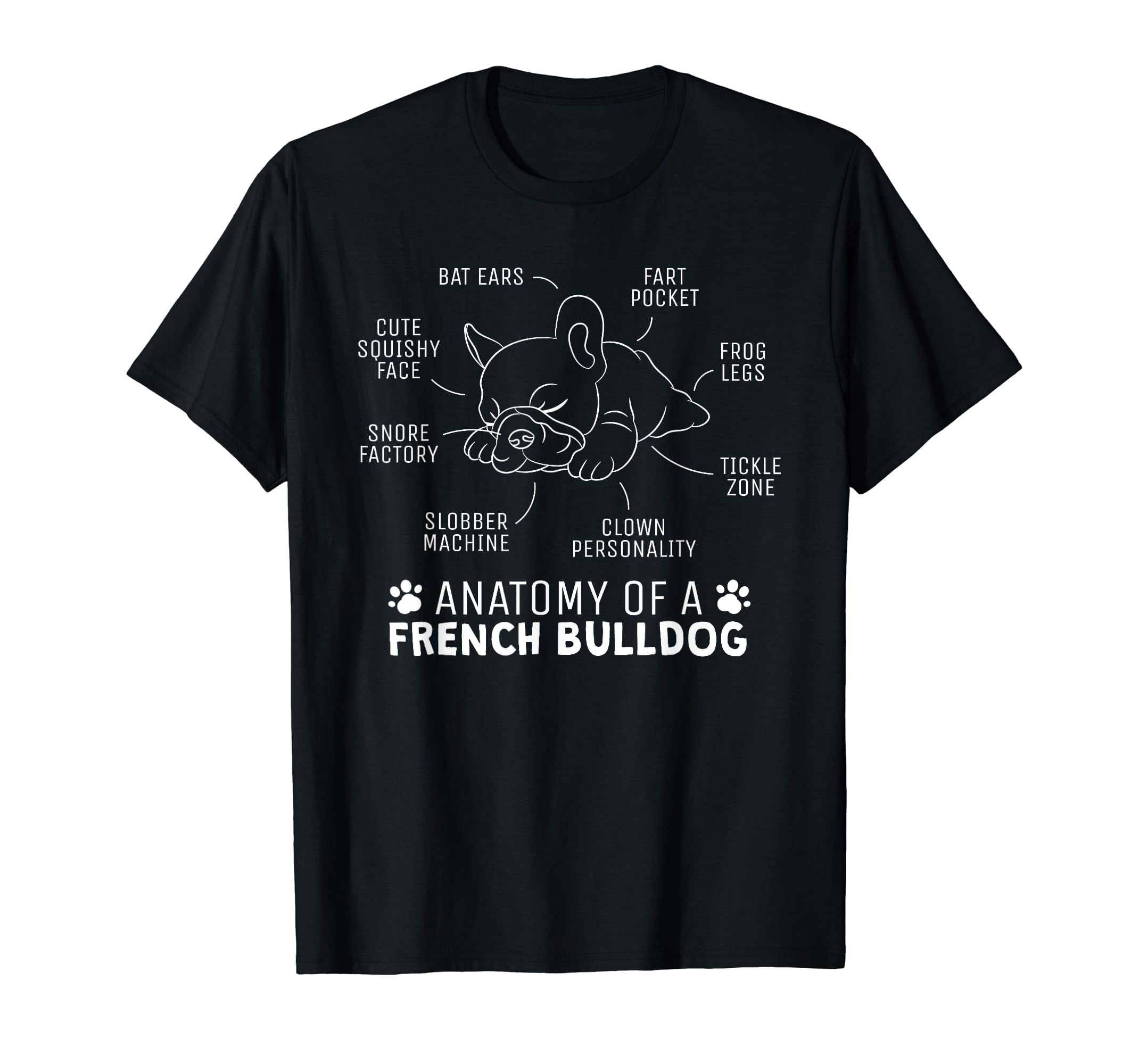 Funny Frenchie Clothes Gift - Anatomy Of A French Bulldog T-Shirt ...