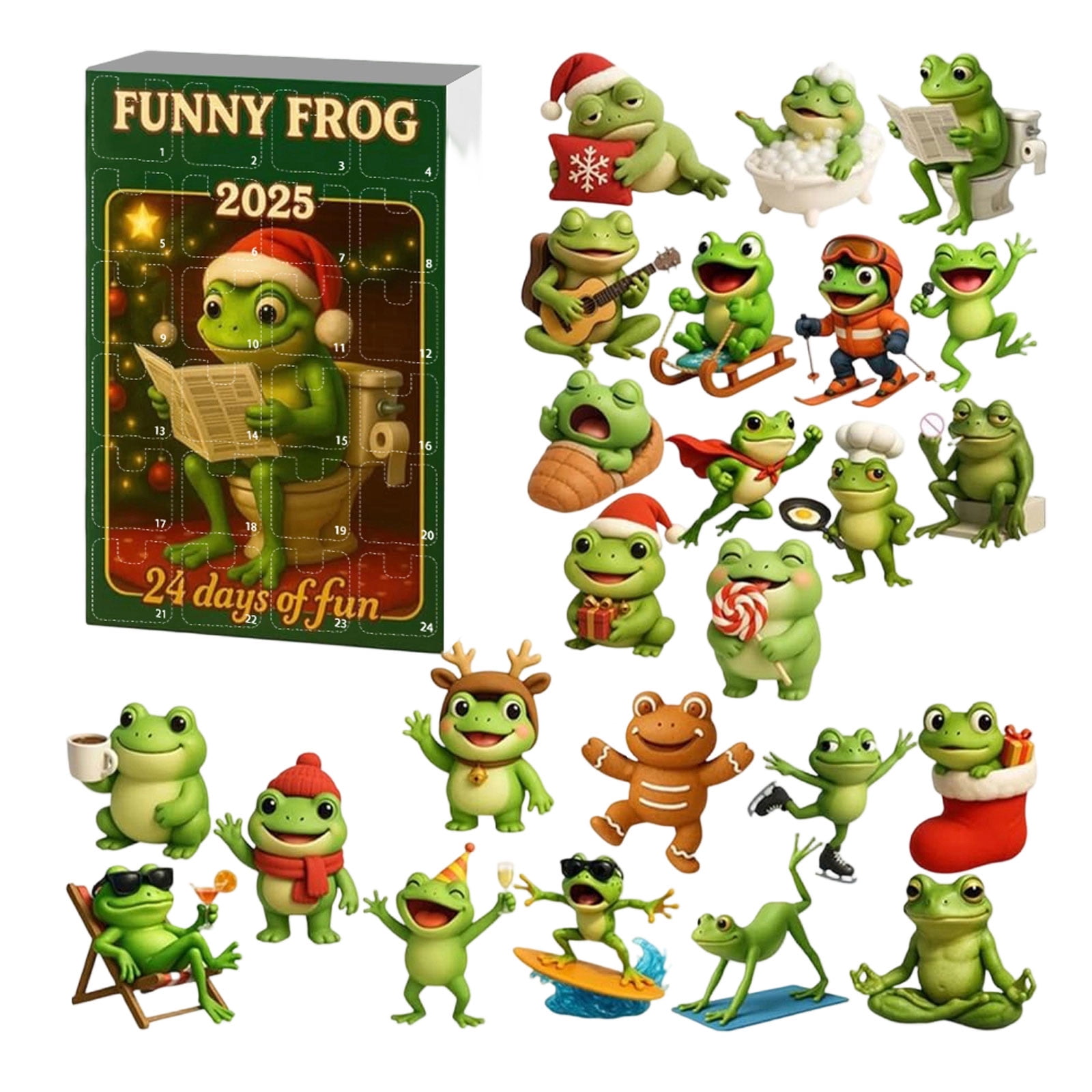 Funny Frog 2025 Advent Calendar with 24 Days of Frog Figurines ...