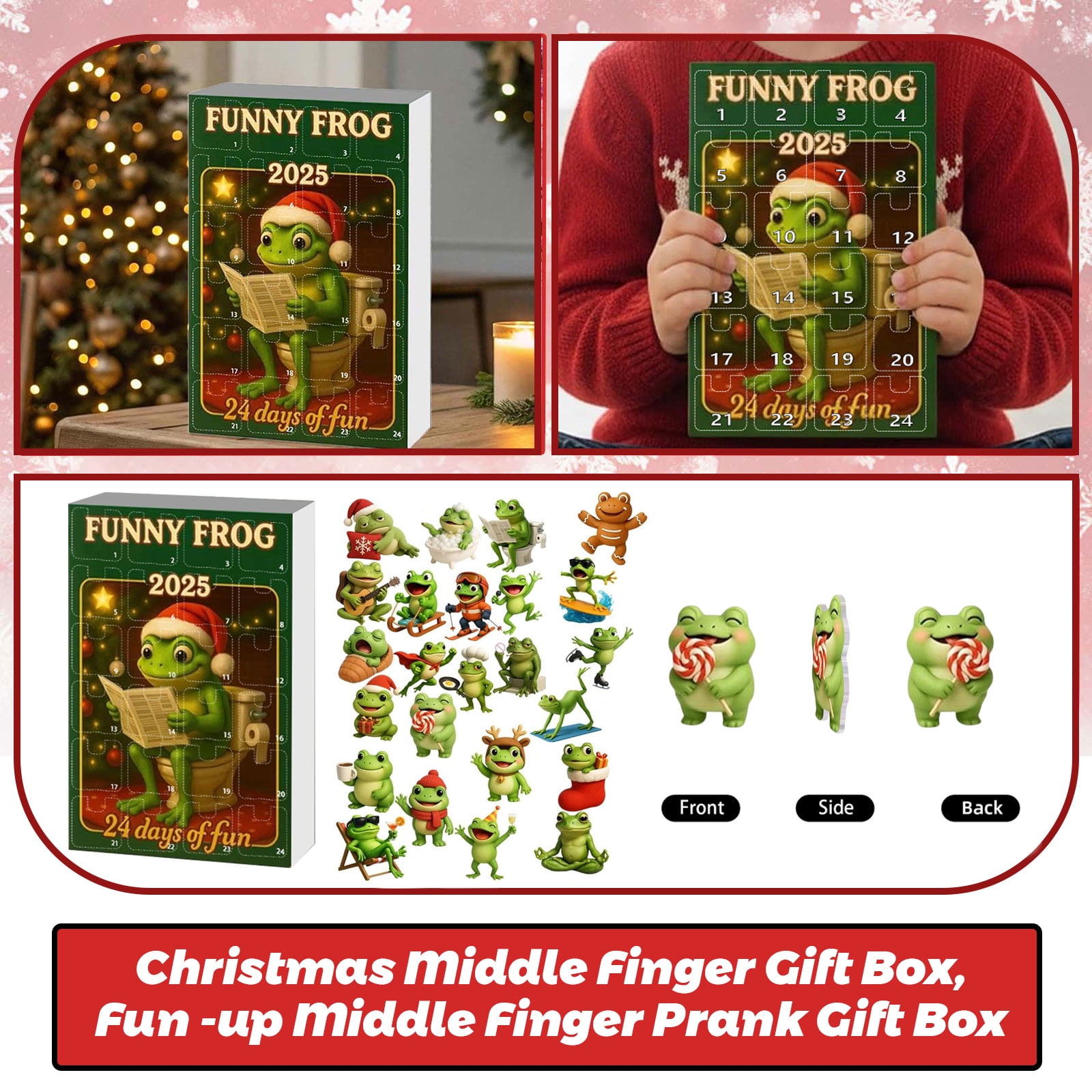 Funny Frog Advent Calendar 2025, 2D Christmas Countdown with Newspaper ...