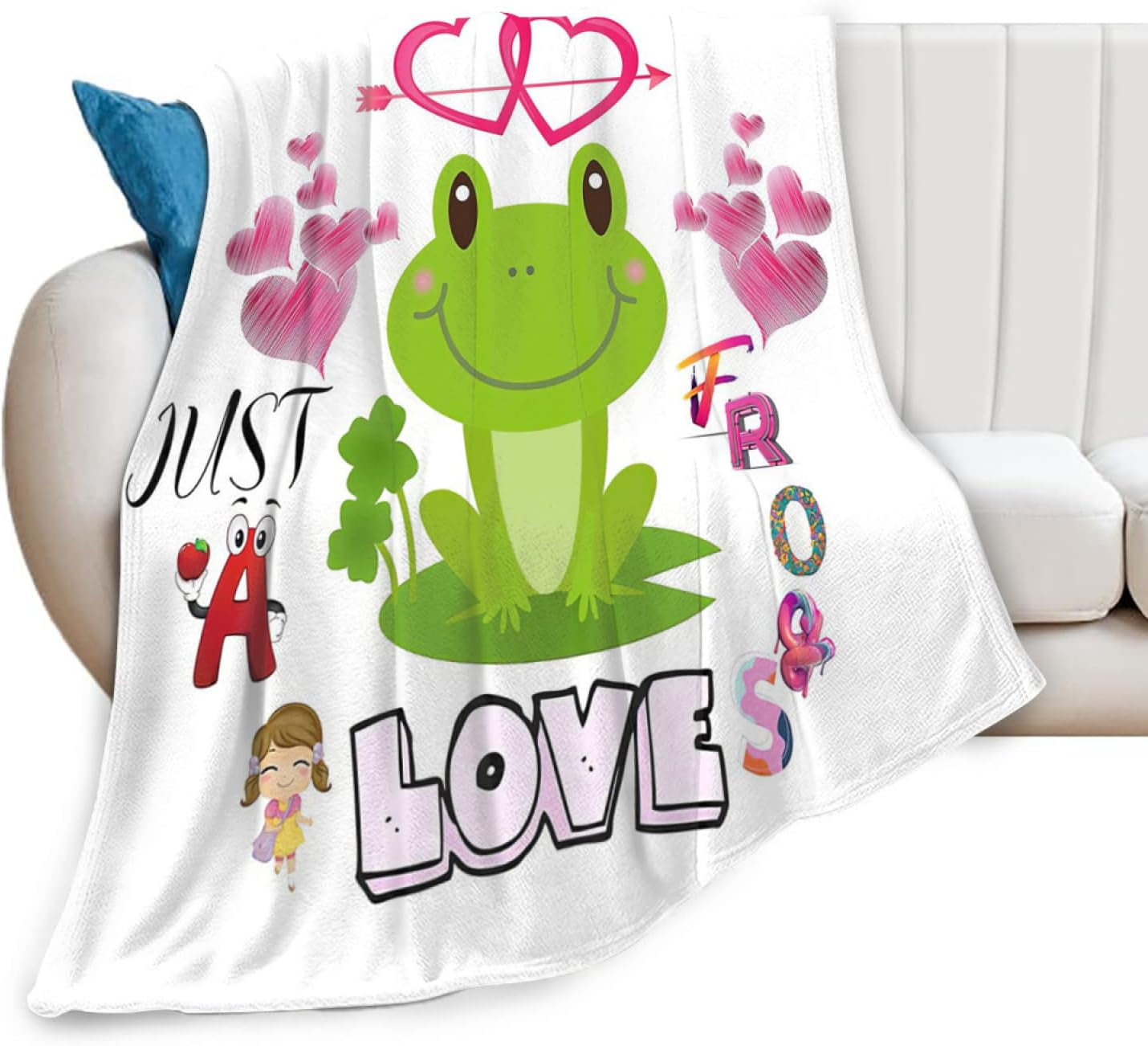 Funny Frog Flannel Blanket for Girl Just A Girl Who Loves Frog Fleece ...