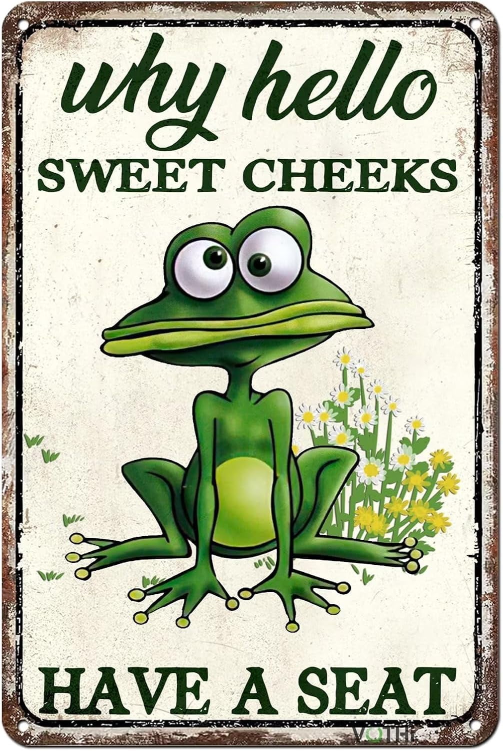 Funny Frog Metal Sign；Frog Bathroom Decor Poster,frog decorations；Bathroom Rules Decoration Wall ...