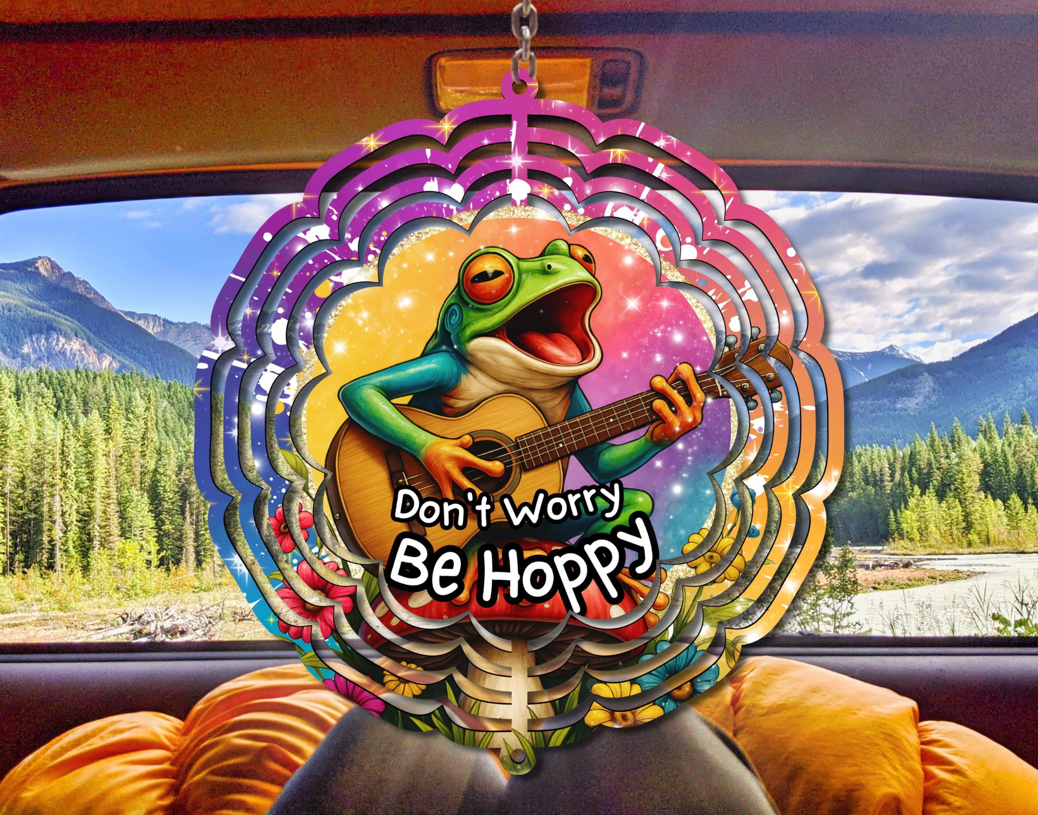 Funny Frog Mushroom Guitar 3D Wind Spinner Cute Kinetic Garden Decor ...