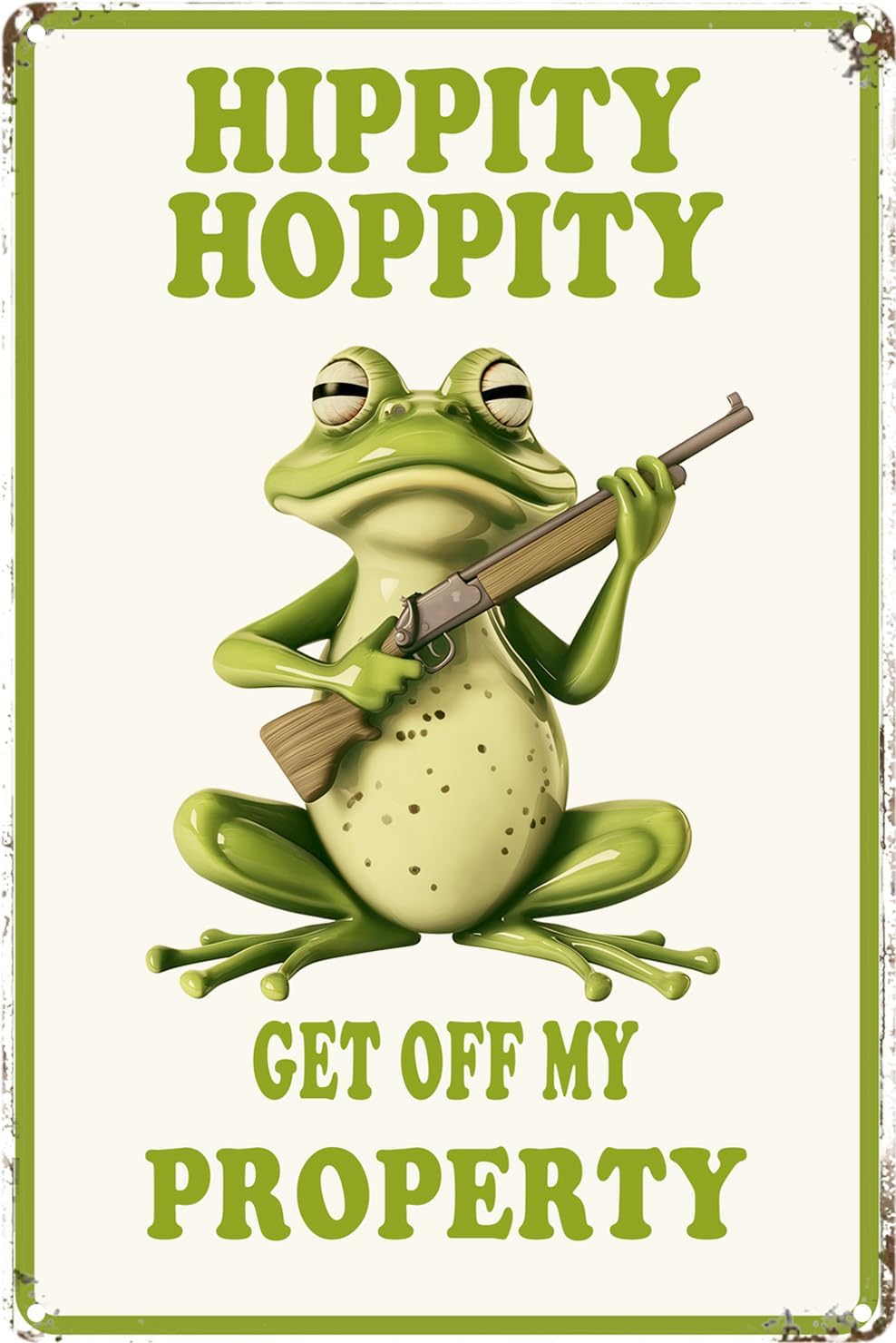 Funny Frog Room Sign Retro Metal "Hippity Hoppity Get Off My Property ...