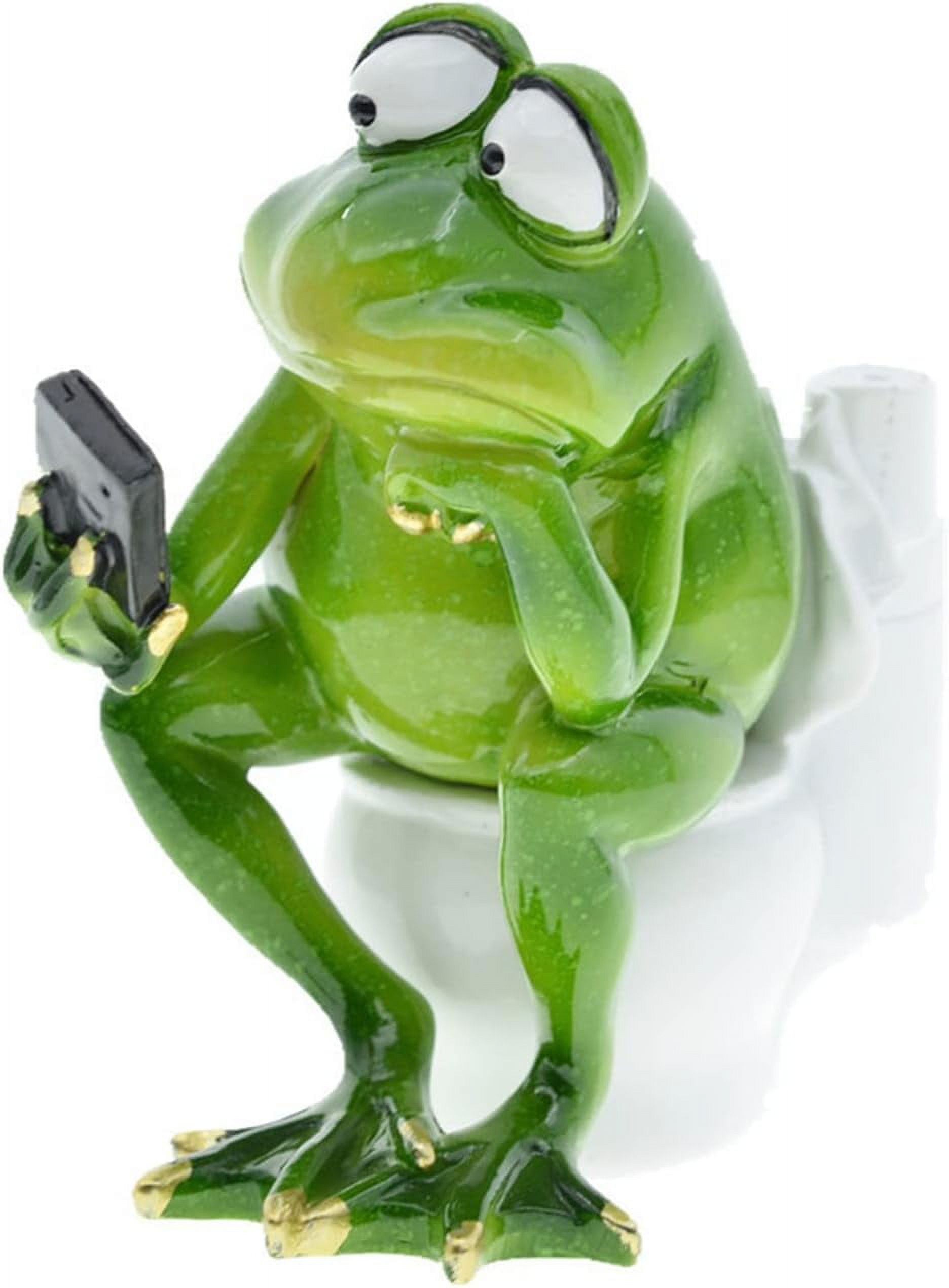 Funny Frog Sitting on Toilet Figurine, Thinker Froggy Sculpture Statue, Mascot Frogs Animals ...