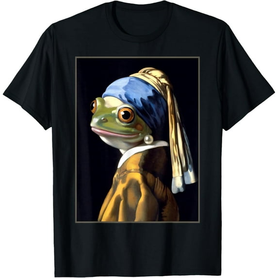Funny Frog Vermeer’s Girl with a Pearl Earring Parody Meme T-Shirt ...