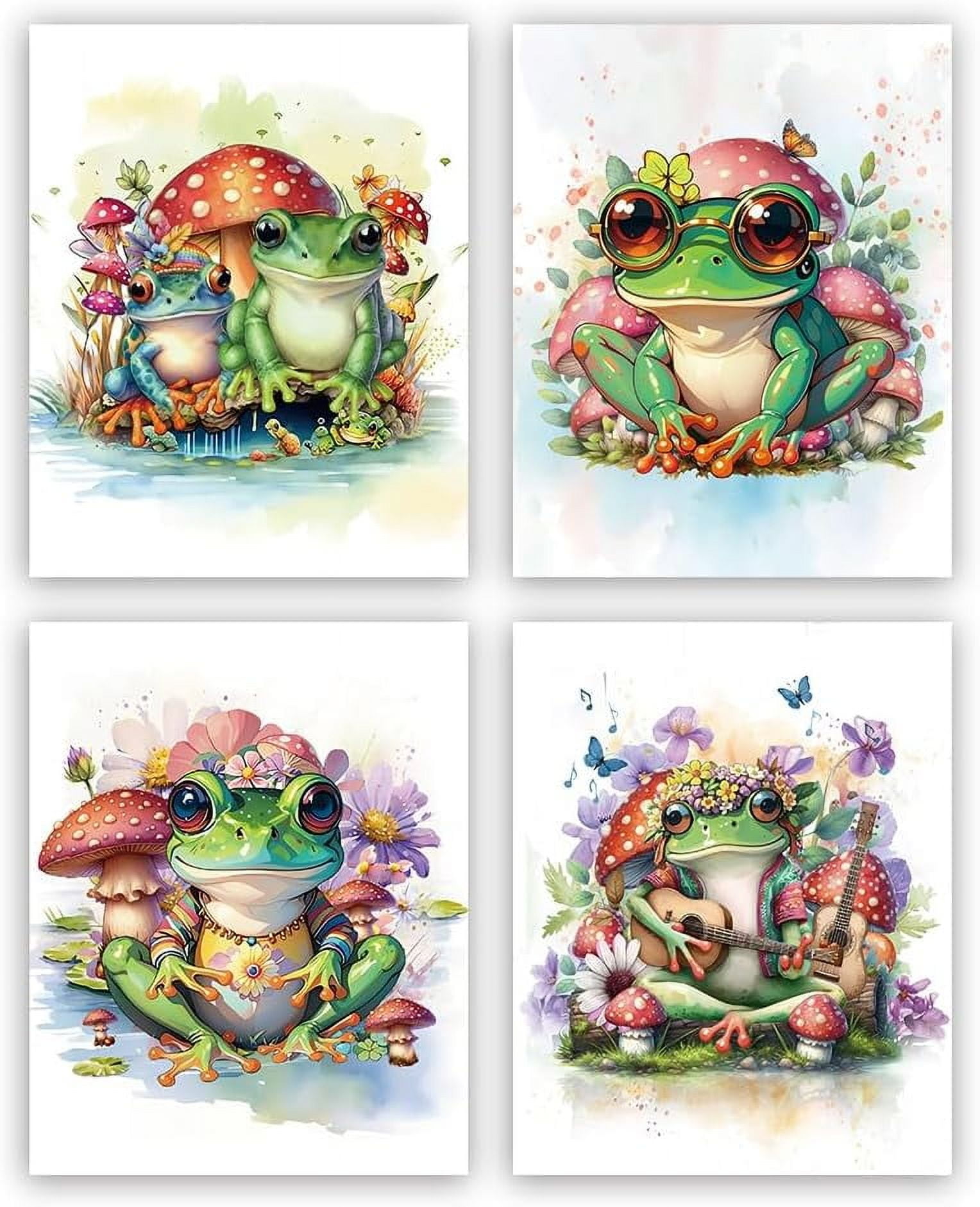 Funny Frog Wall Art Canvas Prints for Bathroom Wall Decor, Vintage Frog ...