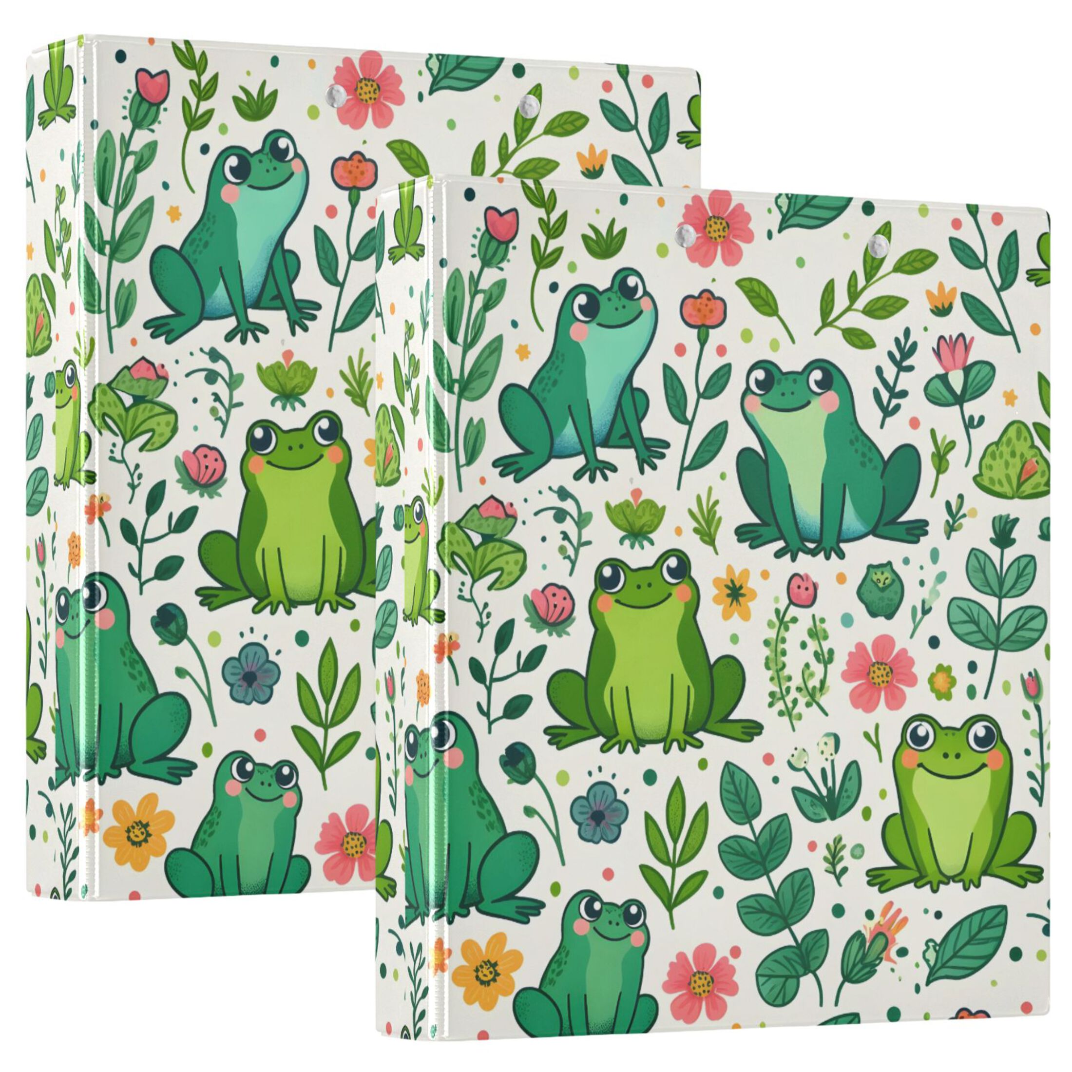 Funny Frog and Plant Hardcover 3 Ring Binder 1.5” Round Rings Binder ...