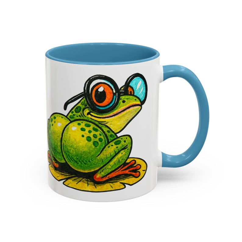 Funny Frog with Gla1sses Mug N1erdy Amphibian Coffee Cup, Froggie Lover ...