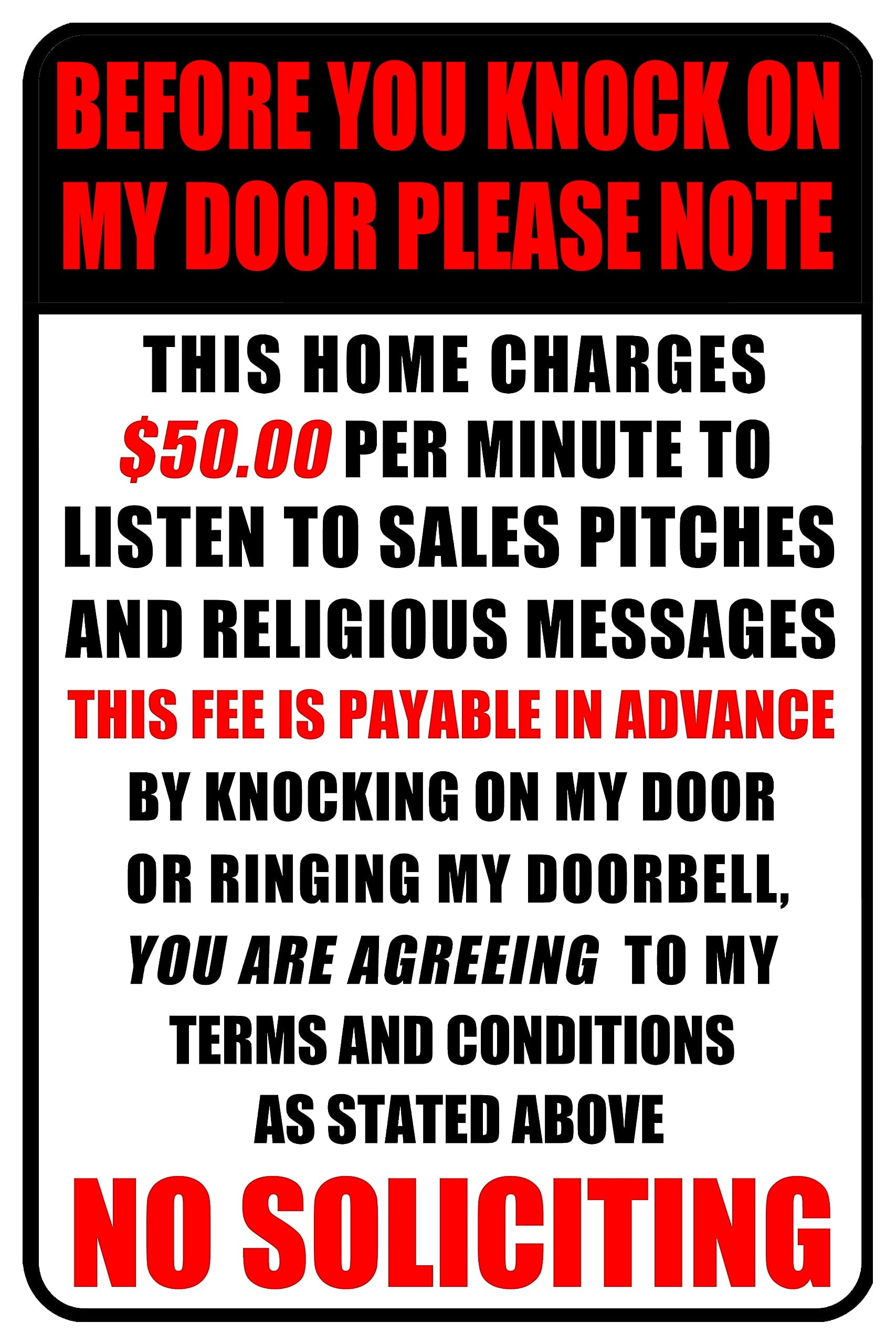 Funny Front Door Signs No Soliciting Sign For House Before You Knock On ...