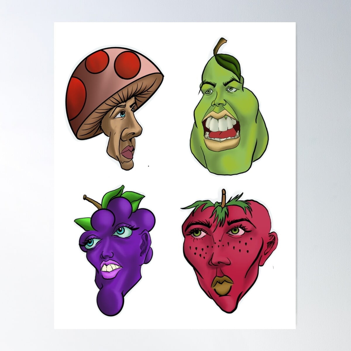 Funny Fruit Face Stickers For Kids Poster Wall Art, Modern Wall Decor ...