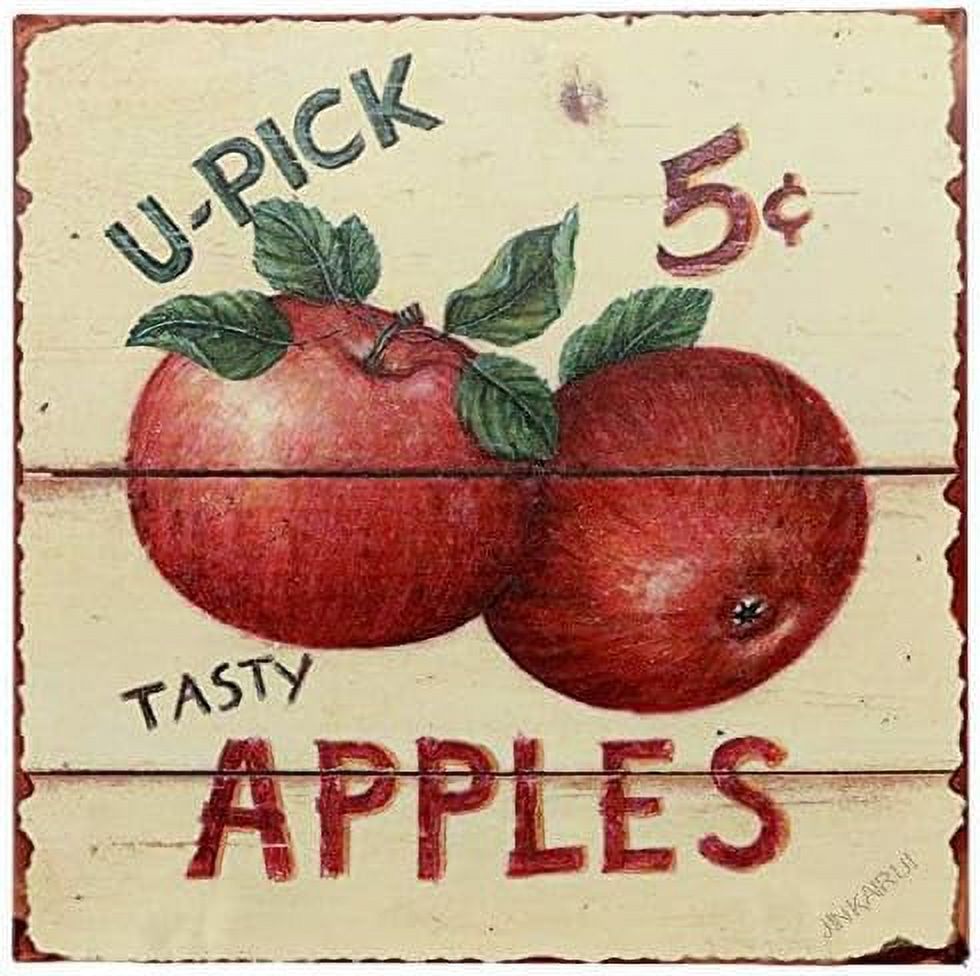 Funny Fruits Metal Tin Sign Tasty Apples 5 Cents, Kitchen Fruit ...