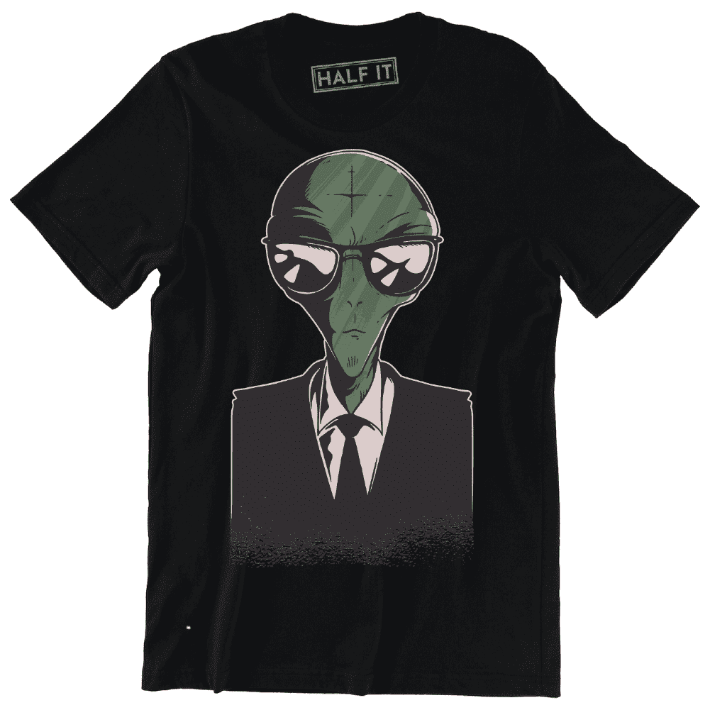 Funny Funky Alien Wearing Tuxedo Cool Face Formal Attire Men's T-Shirt ...