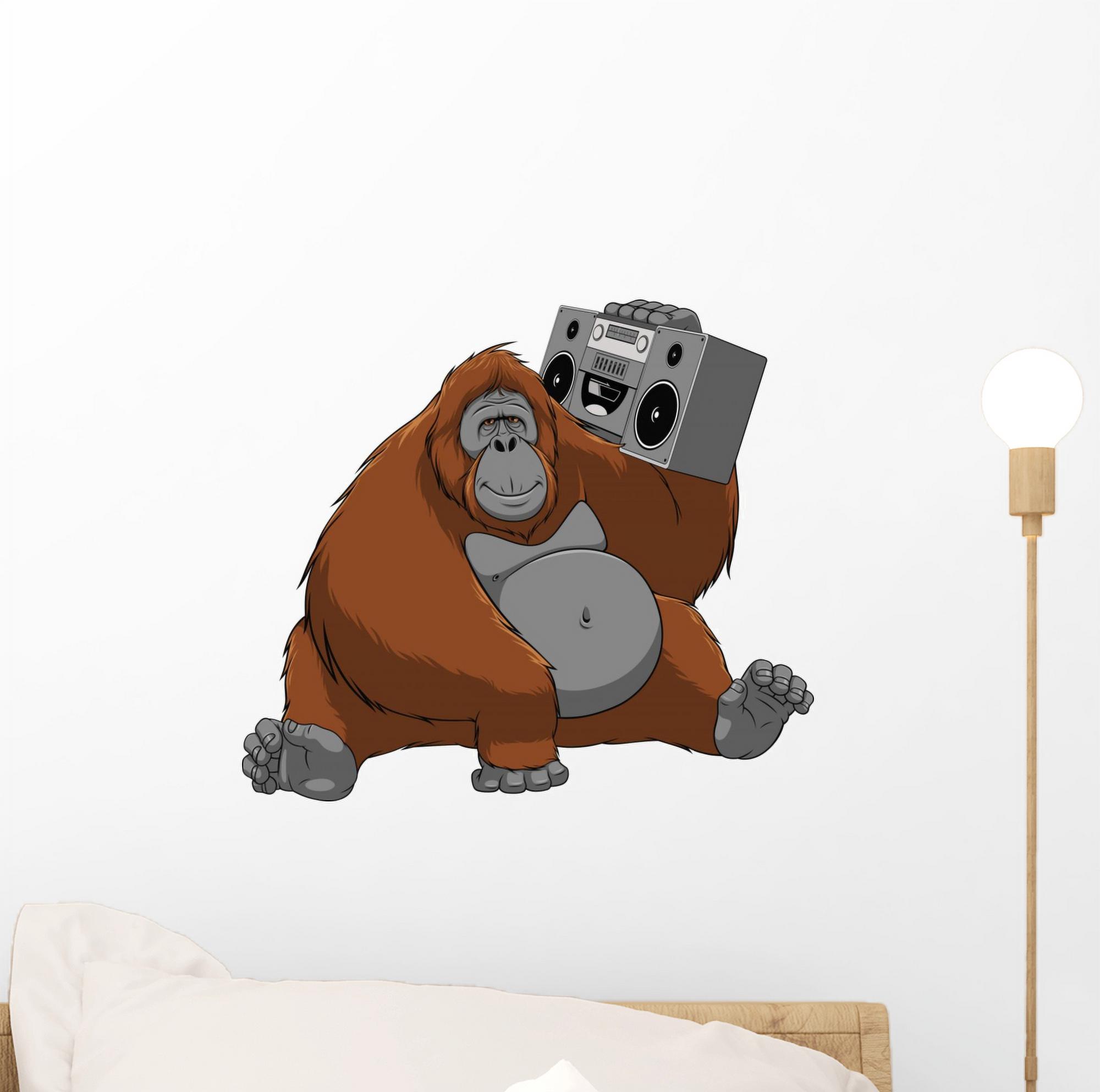 Funny Funky Boombox Monkey Wall Decal Wallmonkeys Peel and Stick ...