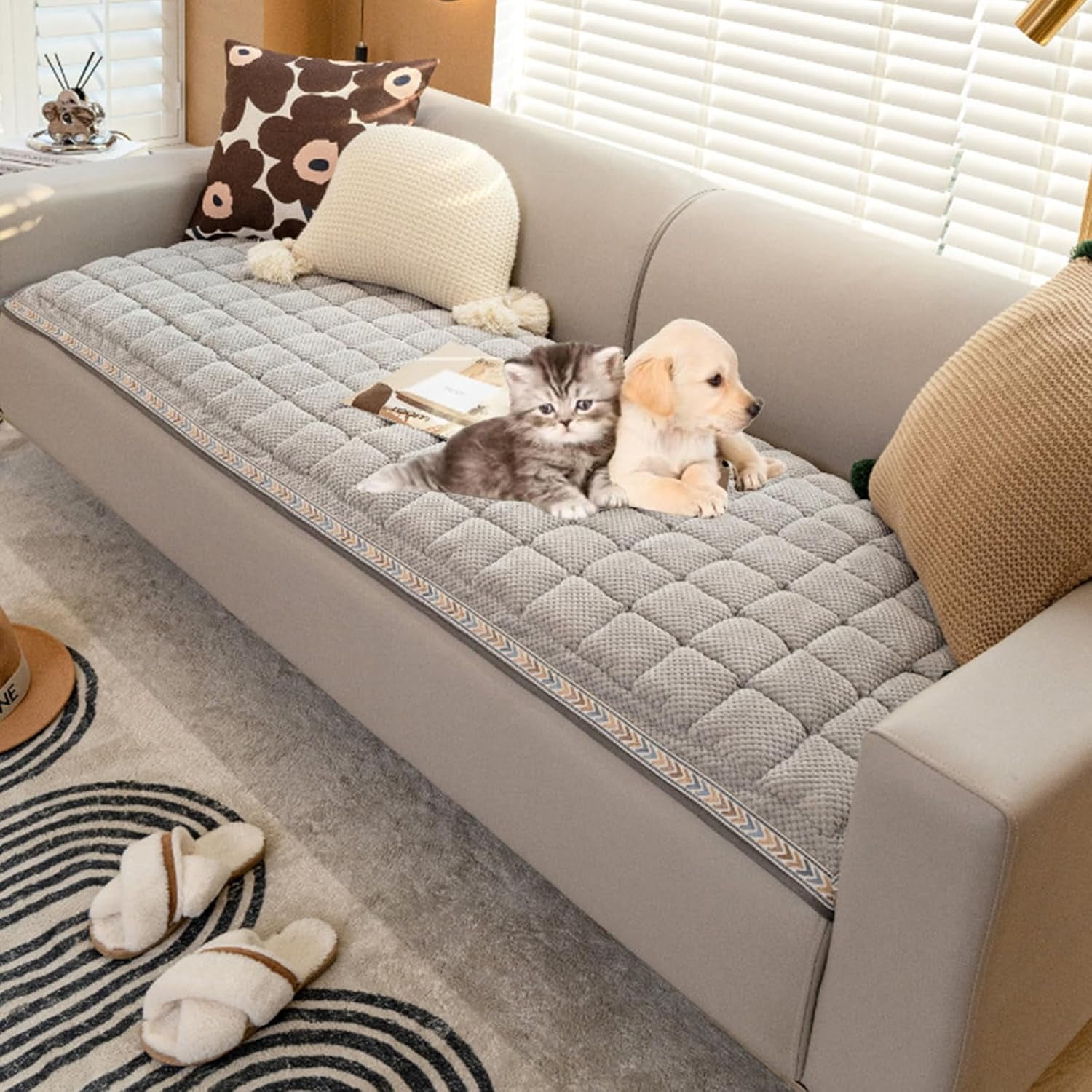 Funny Fuzzy Pet Couch Covers for Sofa,Couch Cover for Dogs Washable ...