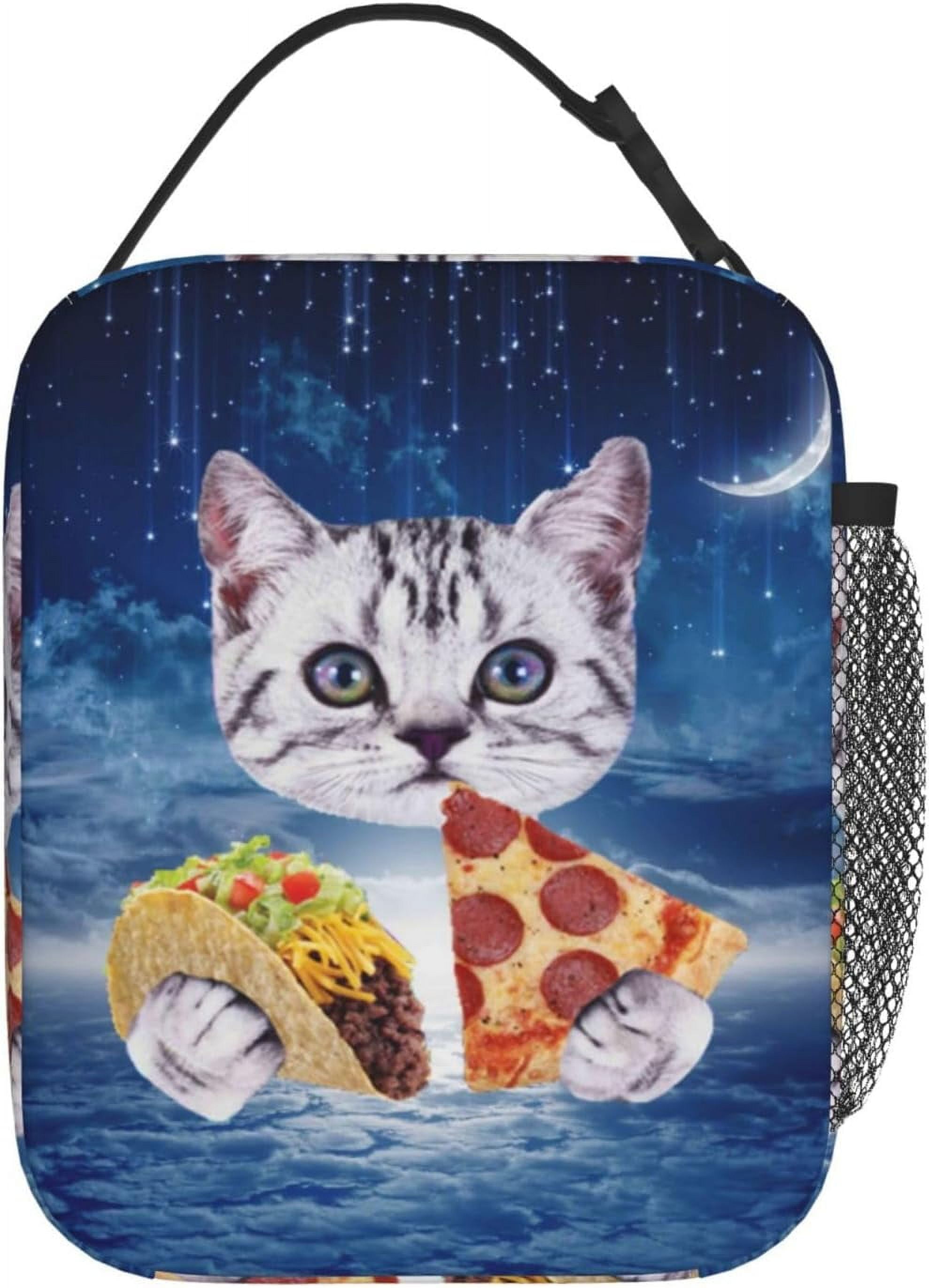 Funny Galaxy Cat Sky Pizza Taco Insulated Lunch Bag Portable Reusable ...