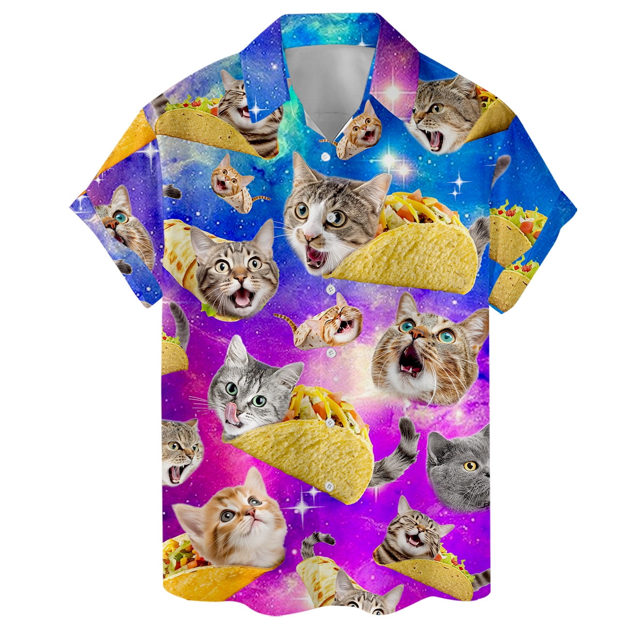 Funny Galaxy Cat Taco Hawaiian Shirt For Men Cat Lover Space Shirt Mens ...