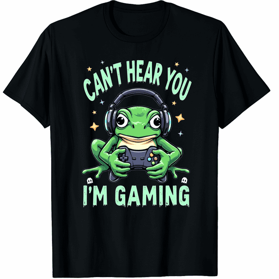 Funny Gamer Frog Art Funny Video Gaming Graphic Black T-Shirt for Men ...