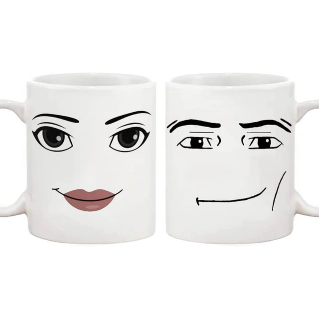 Funny Gamer Mug Set, MAN FACE Mug, WOMAN Face Mug, Birthday Mug, (Pack ...