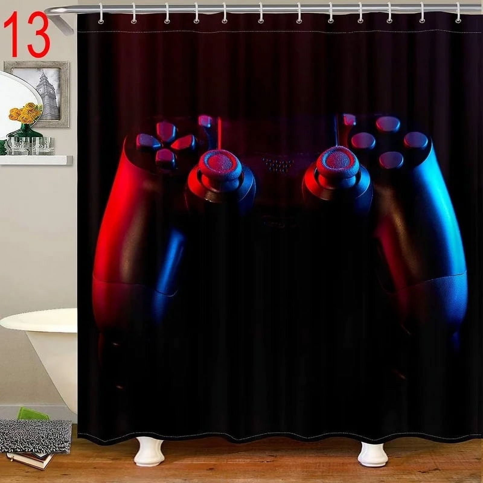 Funny Gamer Shower Curtain Classic Video Gaming Device Modern Cloth ...