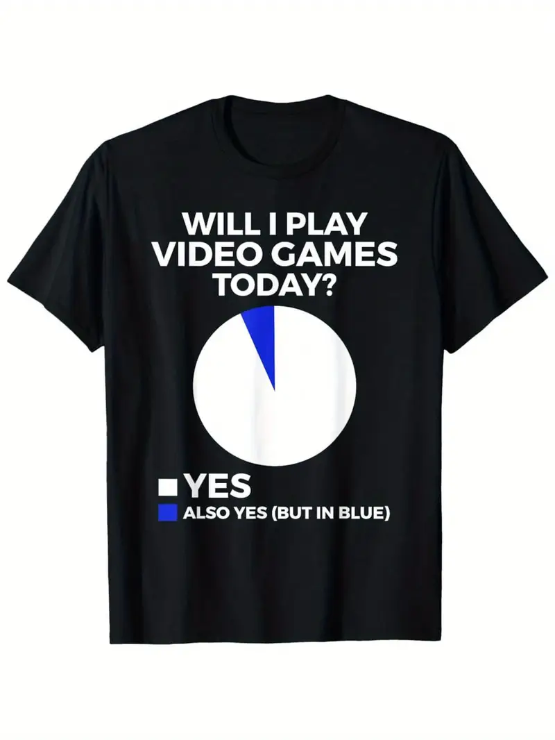 Funny Gamer T-Shirt - "Will I Play Video Games Today?" Yes/No Pie Chart ...