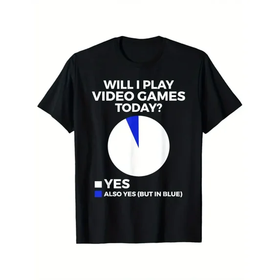 Funny Gamer T-Shirt - "Will I Play Video Games Today?" Yes/No Pie Chart ...