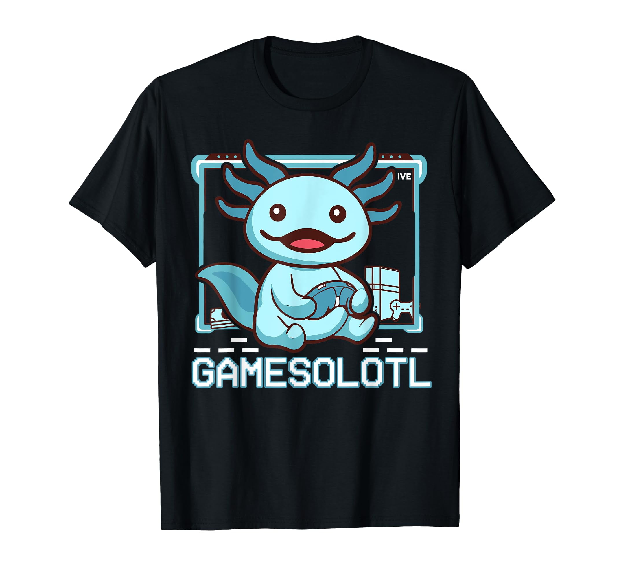 Funny Gamesalotl Cute Axolotl Video Gamer Men Youth Boy Kids T-Shirt ...