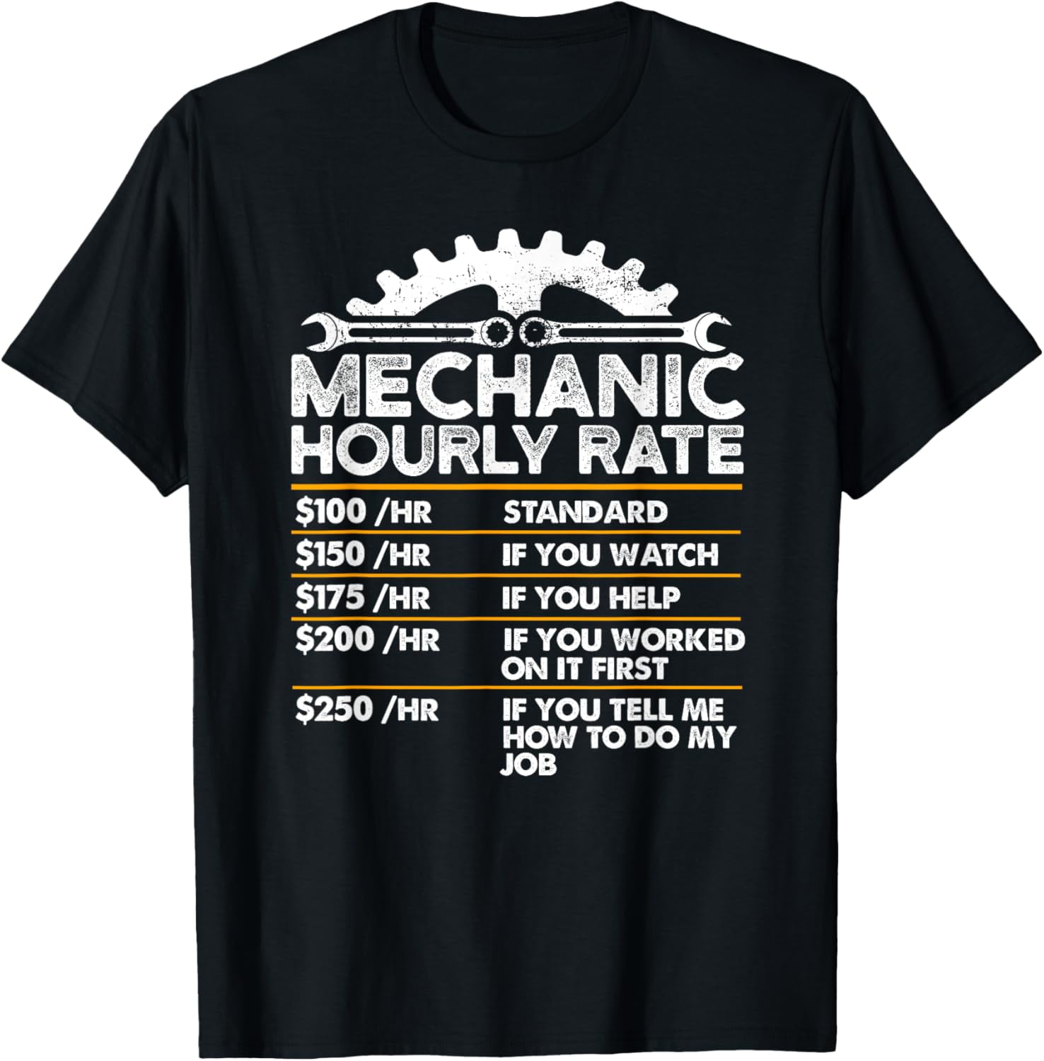 Funny Garage Mechanic Hourly Rate Gift Shirt Labor Rates T-Shirt ...