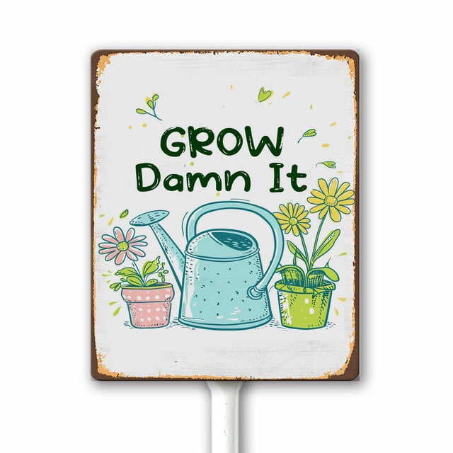 Funny Garden Decor Grown Damn It Garden Metal Signs Outside Gardening ...