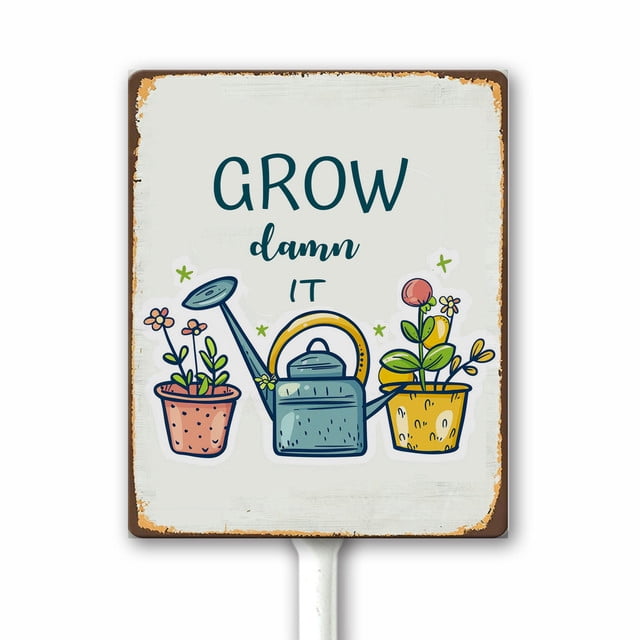 Funny Garden Decor Grown Damn It Garden Metal Signs Outside Gardening ...