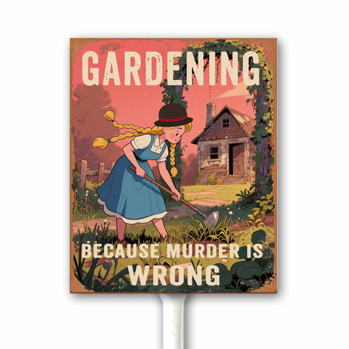 Funny Gardening Because Murder Is Wrong Aluminum Yard Sign With Stake ...