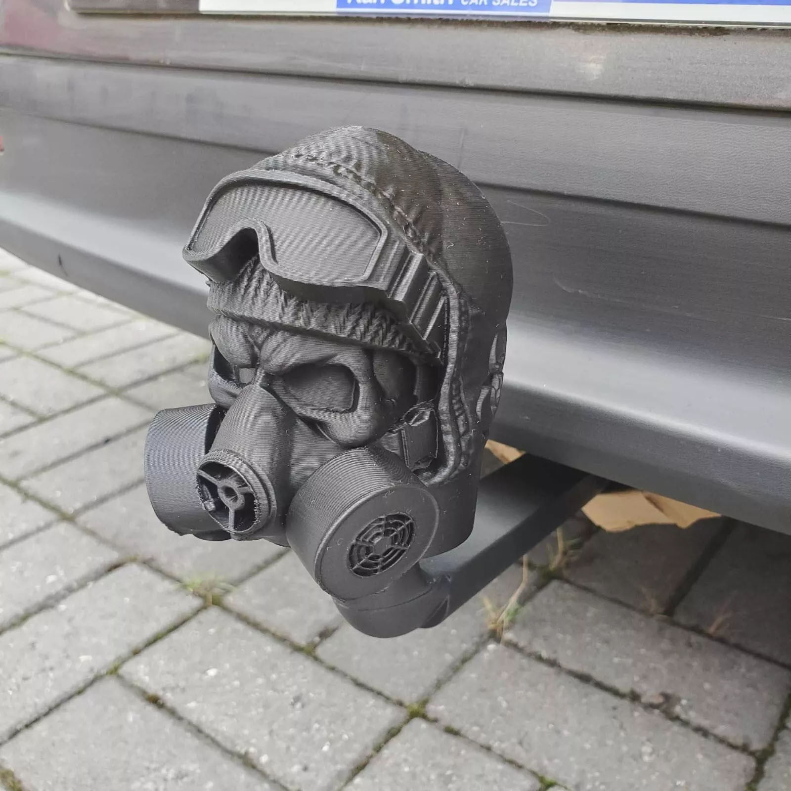 Funny Gas Mask & Helmet Trailer Hitch Cover - Screw-On Coupling Cap ...