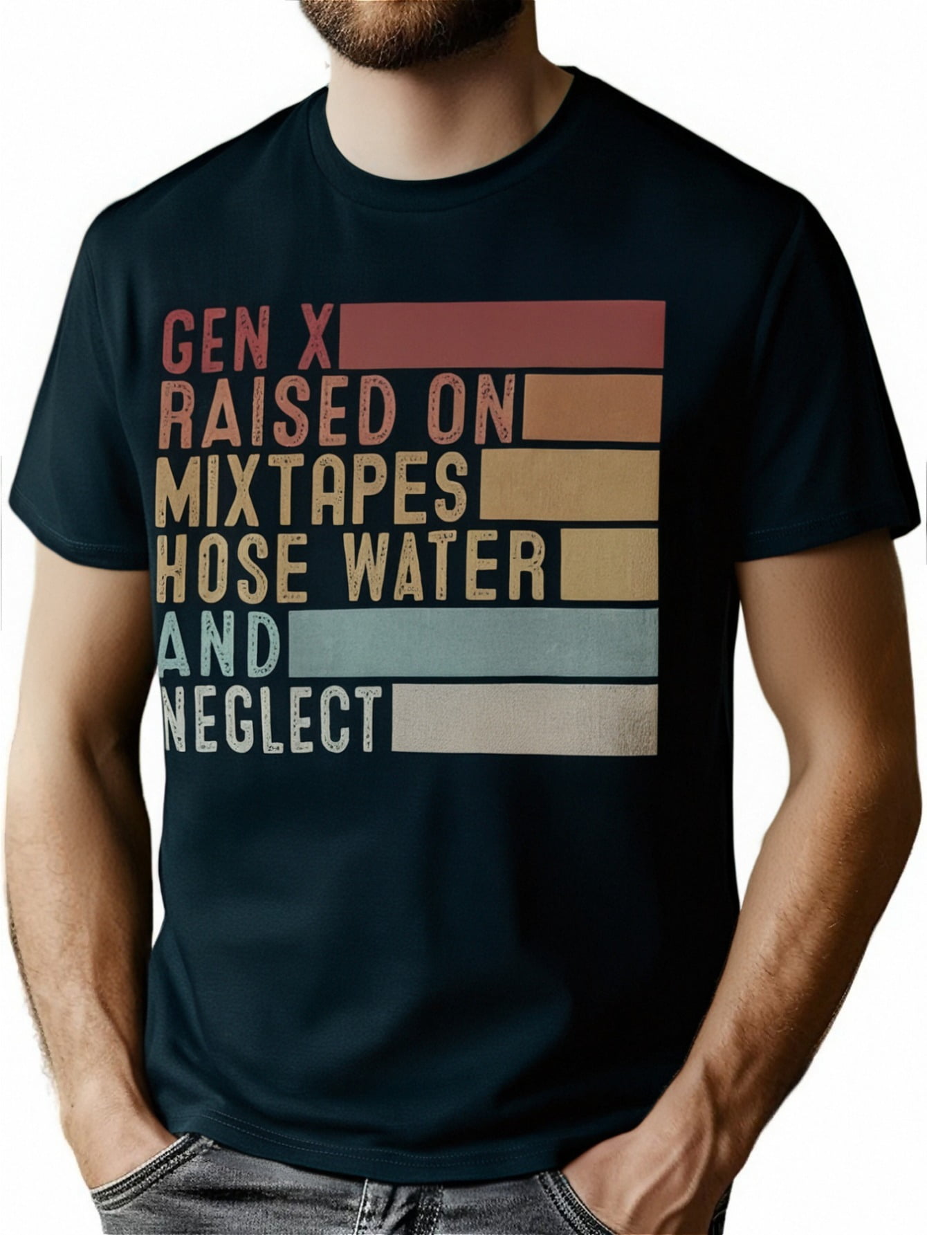 Funny Gen X Raised on Mixtapes Hose Water and Neglect Retro T-Shirt ...