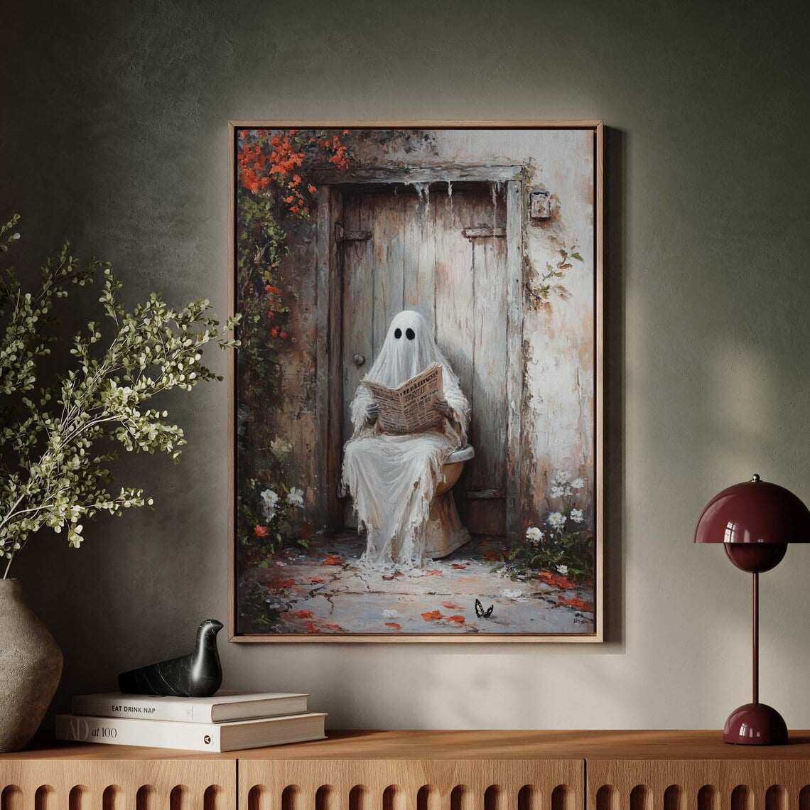 Funny Ghost Art Print – Rustic Wall Decor, Spooky Cottagecore Aesthetic ...