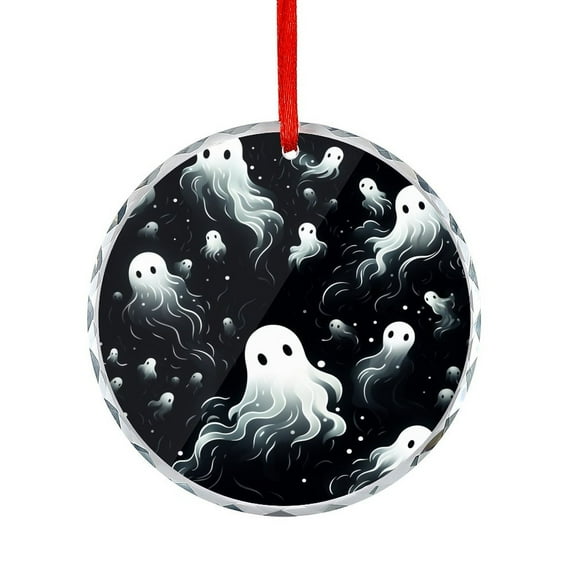 Funny Ghost Cute Halloween Spooky Black And White Christmas Ornament ...