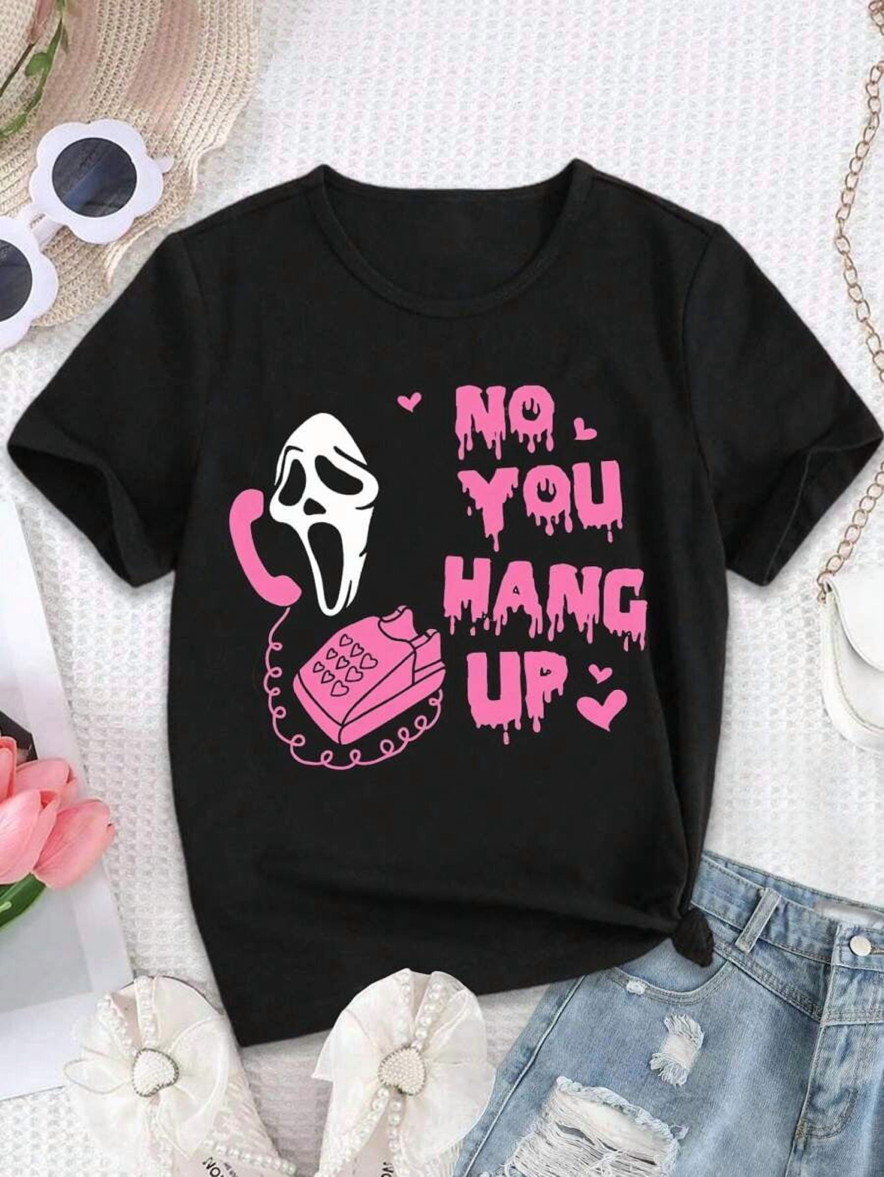 Funny Ghostface Halloween T-Shirt For Women - 'No You Hang Up' Design ...