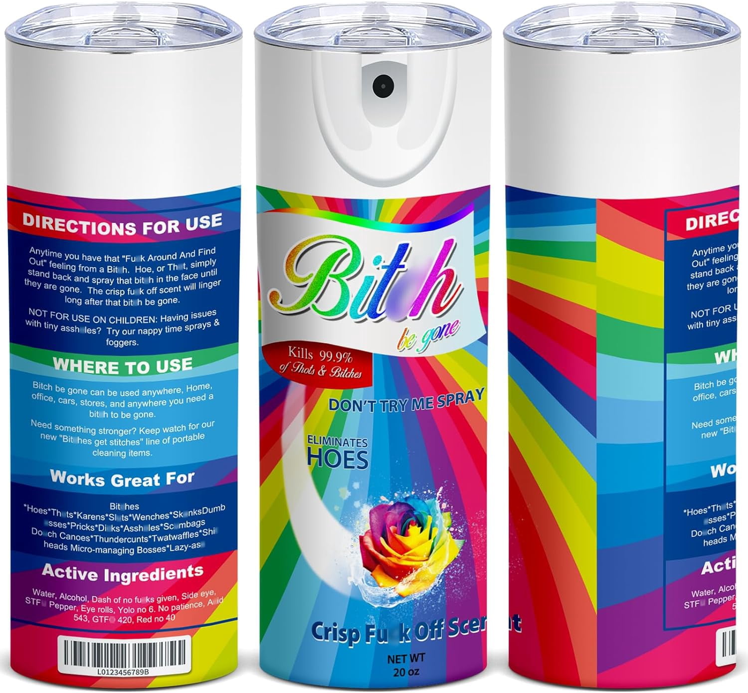 Funny Gift Be Gone Tumbler Spray Rainbow Rose 20oz Skinny Tumblers Cup ...