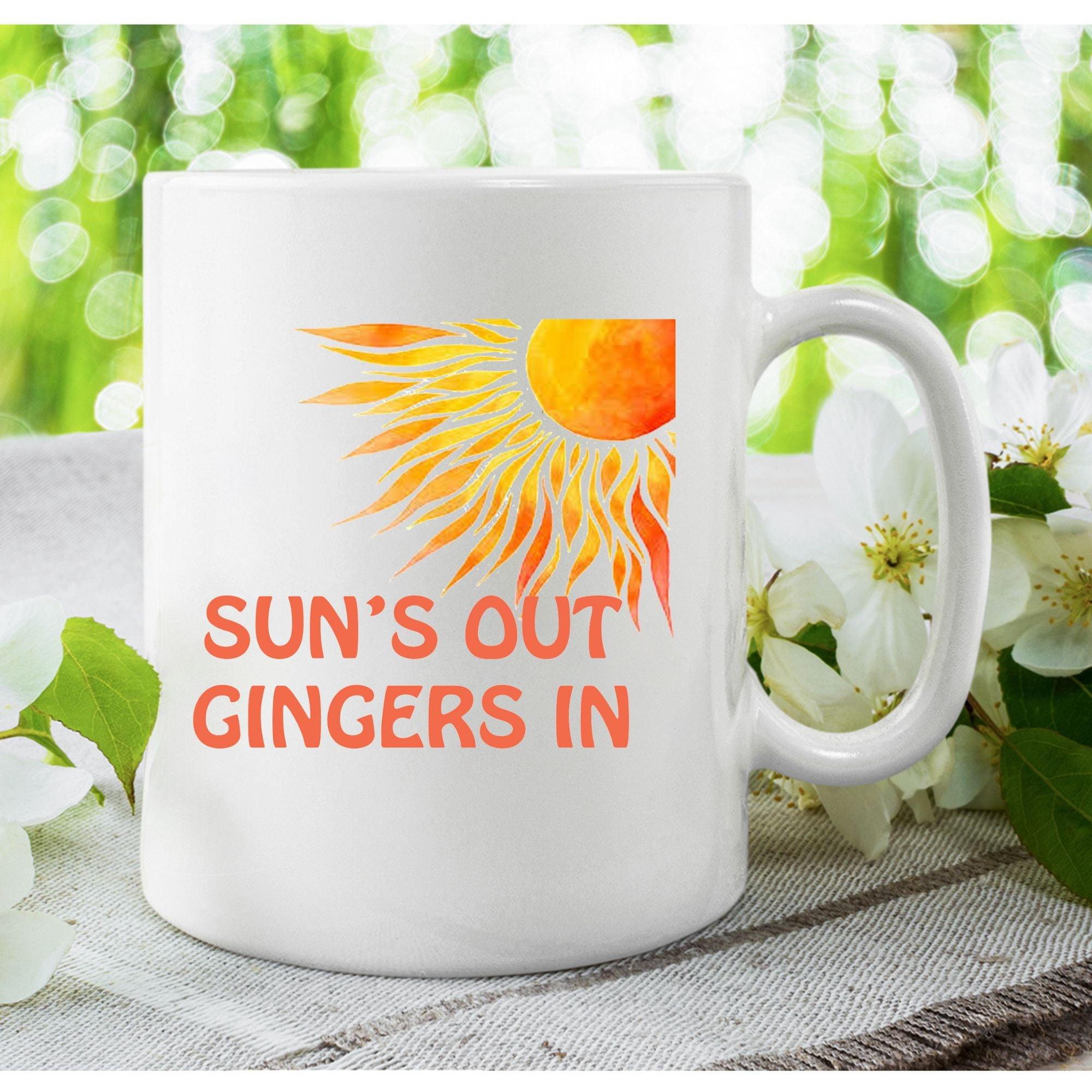 Funny Ginger Mug: "Sun's Out Gingers In" Humorous Redhead Gift Coffee ...