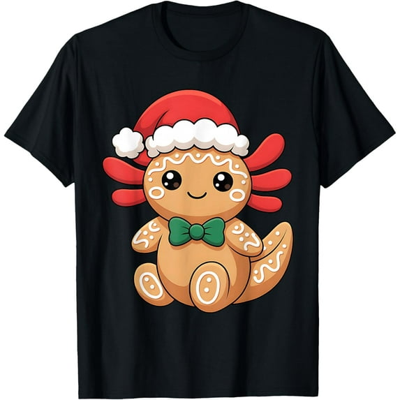 Funny Gingerbread Axolotl Christmas Womens Mens adult Xmas T-Shirt ...