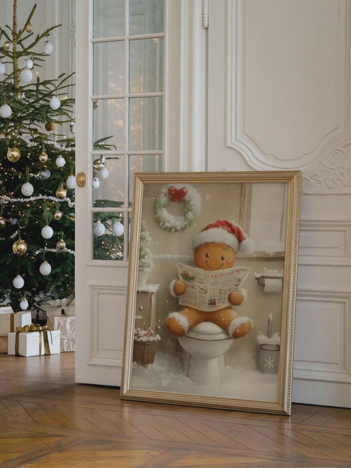 Funny Gingerbread Bathroom Wall Art | Christmas Toilet Humor Print ...