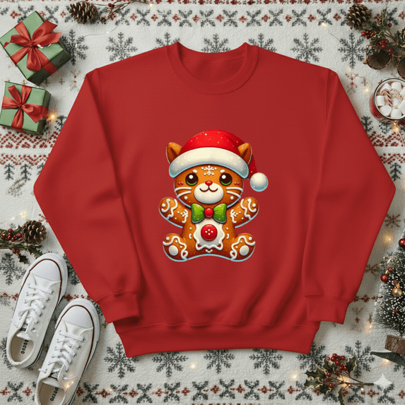 Funny Gingerbread Cat Holiday Cookie Lover Festive Humor Sweatshirt, up ...