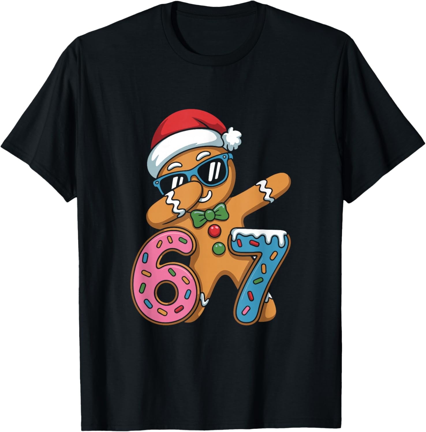 Funny Gingerbread Dab Six Seven 67 Ice Cream Drip Dabbing T-Shirt ...