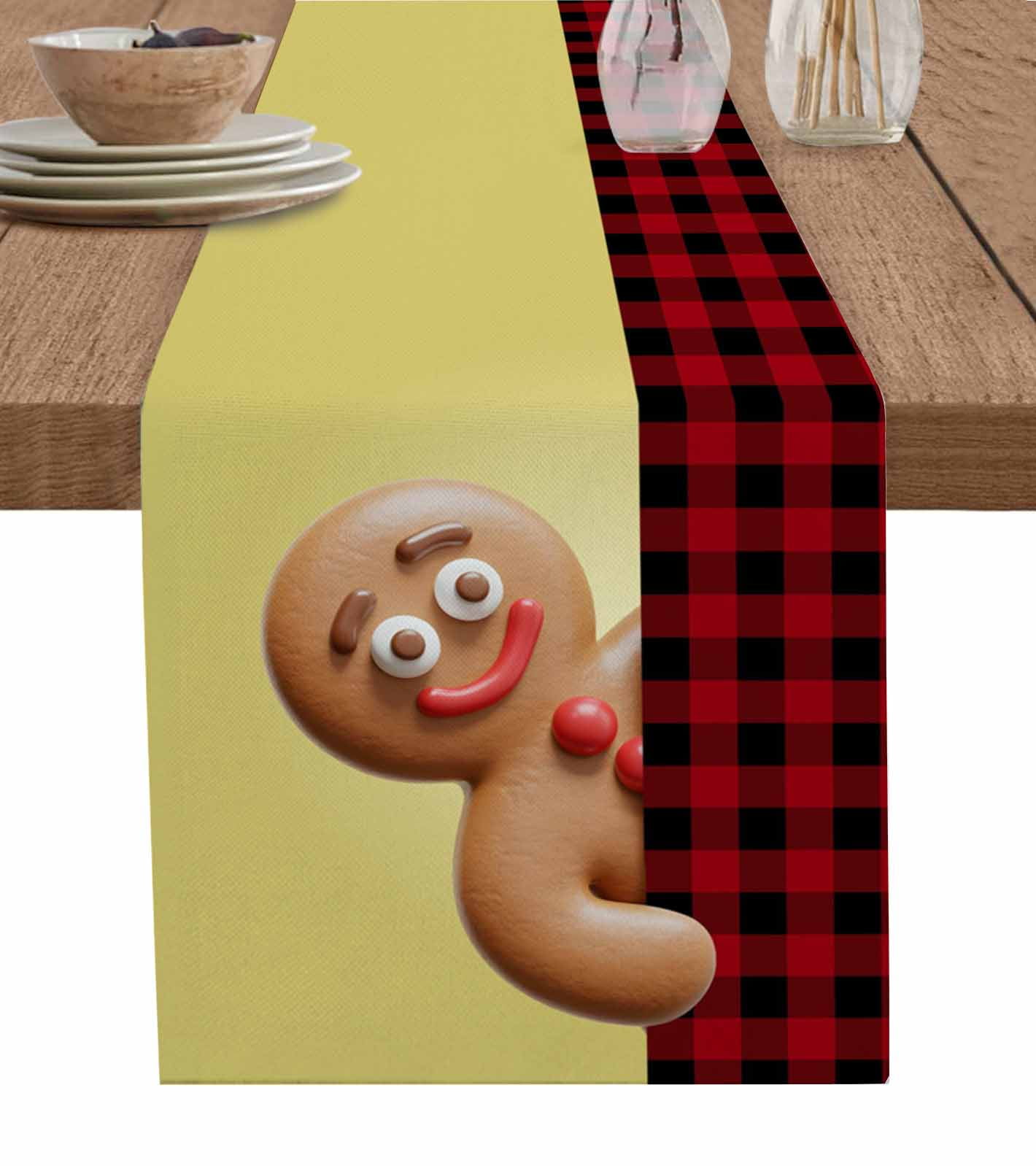 Funny Gingerbread People Table Runner 48 Inches, Vintage Red Black ...