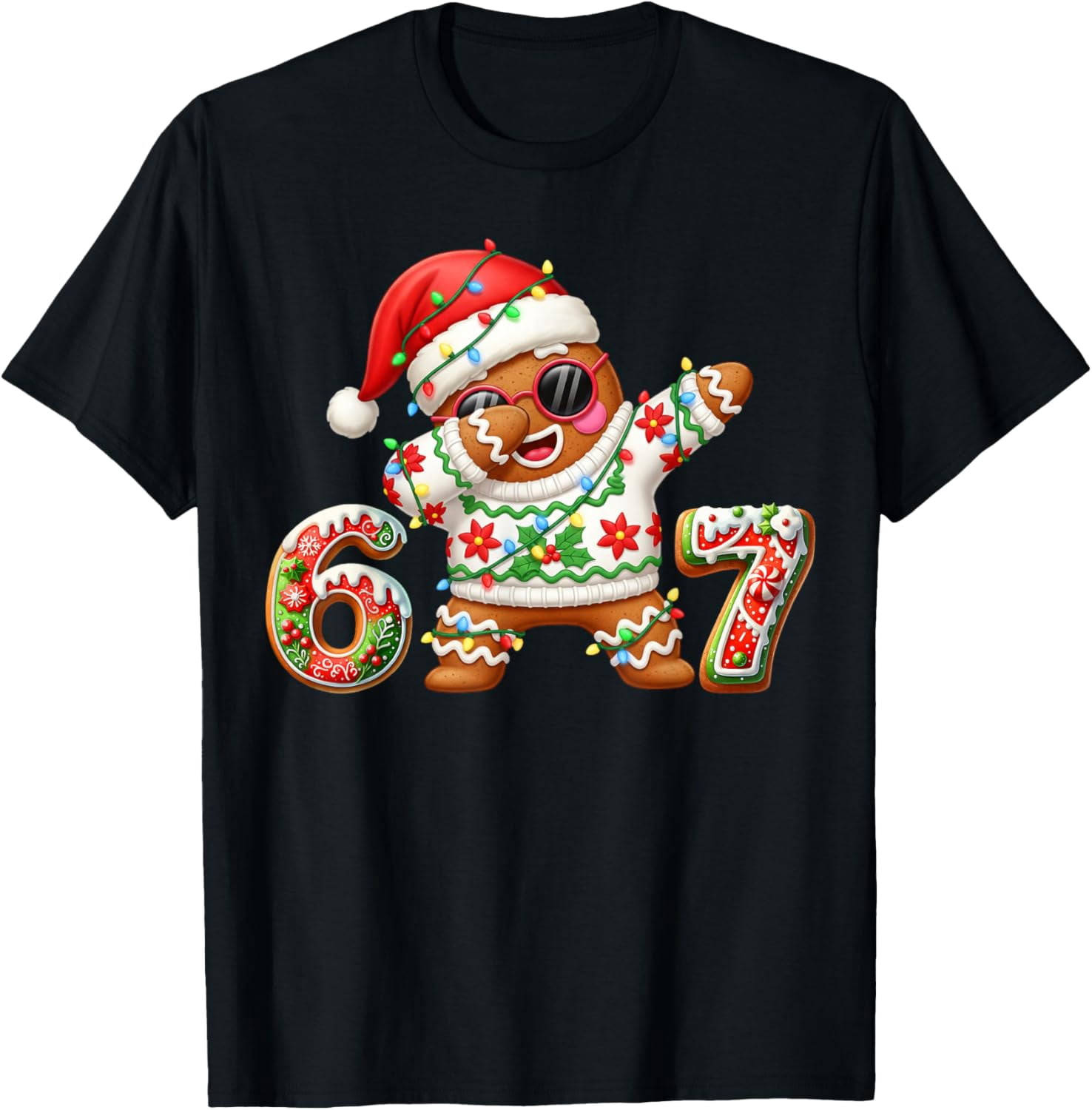 Funny Gingerbread Six Seven 67 Ice Cream Drip Christmas Boys T-Shirt ...