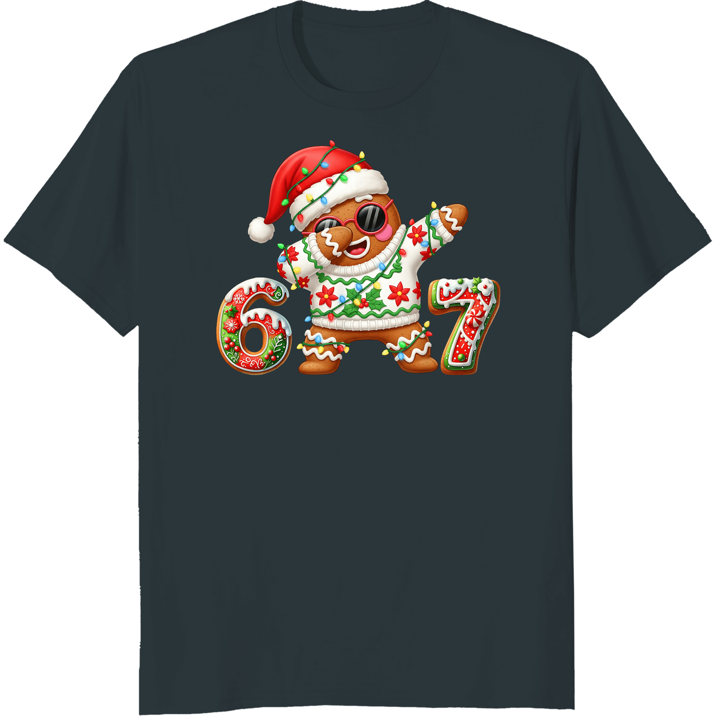 Funny Gingerbread Six Seven 67 Ice Cream Drip Christmas Boys T-Shirt ...