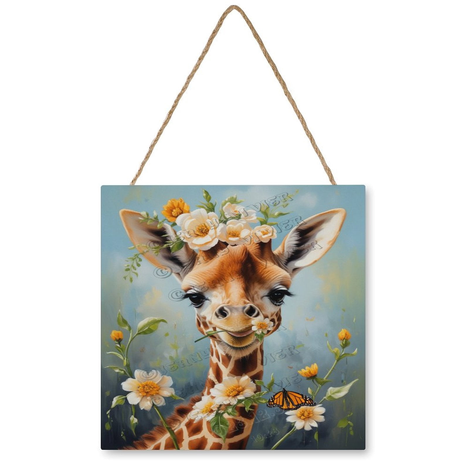 Funny Giraffe Themed Wooden Hanging Sign 12"x12" - Humorous Wall Art ...