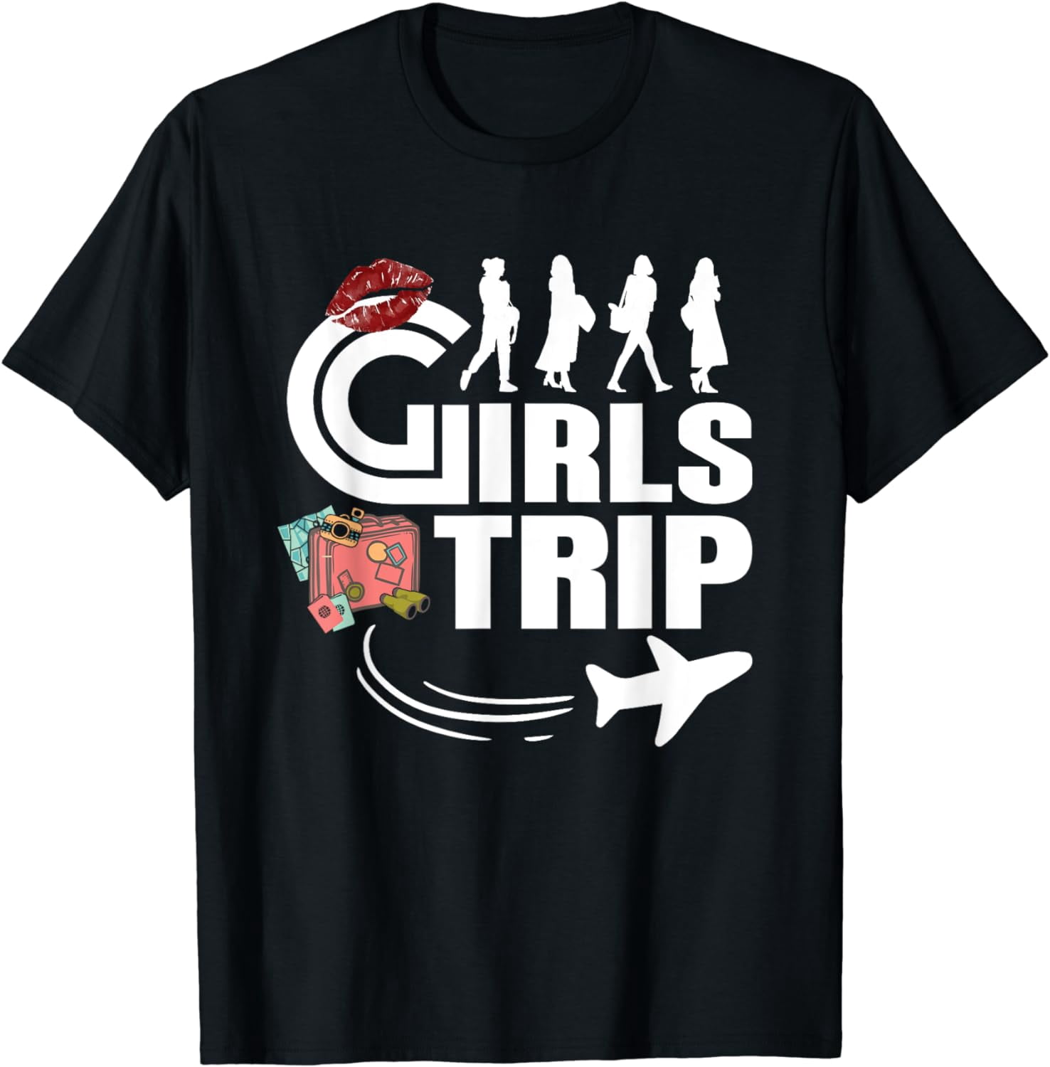 Funny Girls Trip 2024 Matching Vacation Girls Party Lips T-Shirt ...