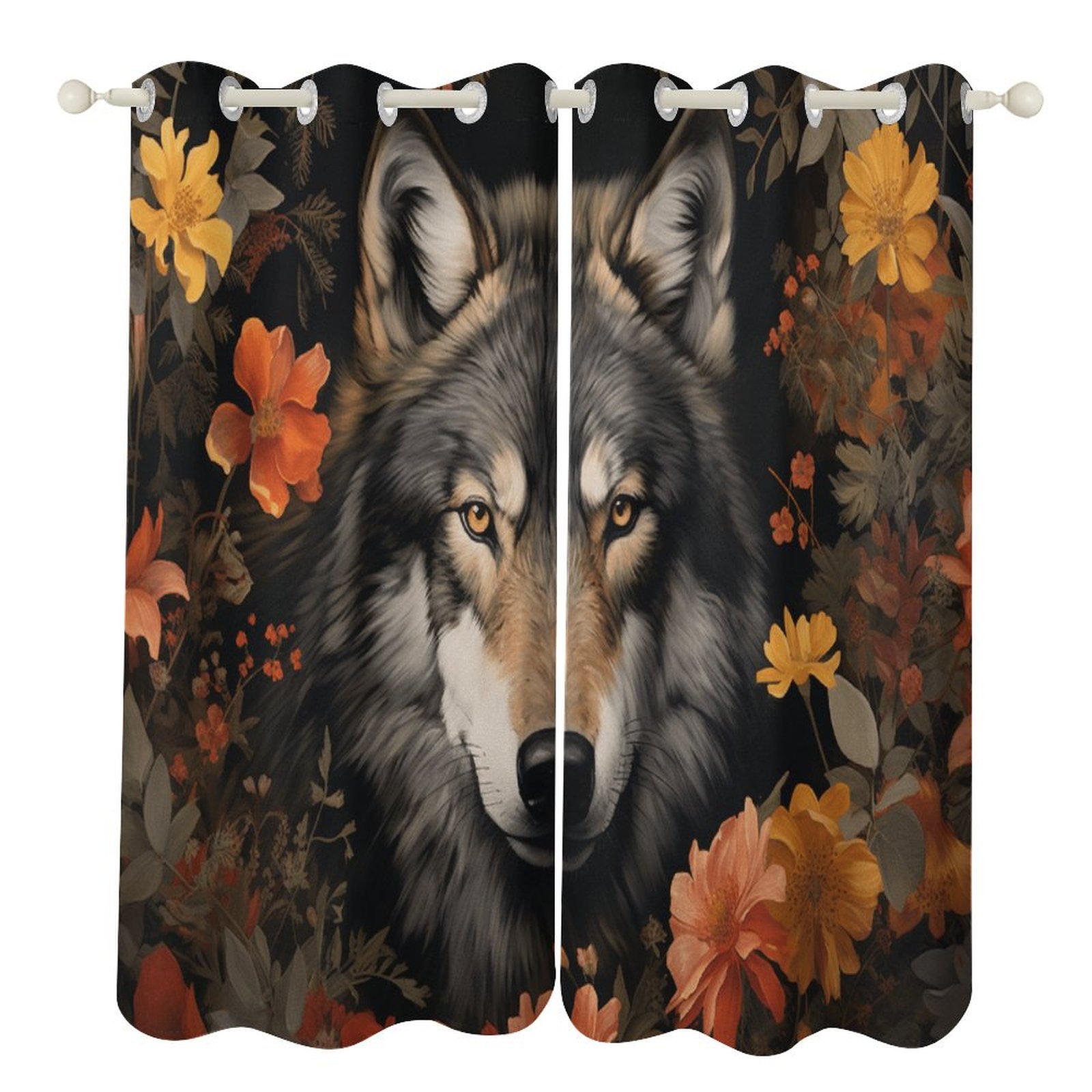 Funny Glasses Wolf Modern Window for Living Room Curtains for Child ...
