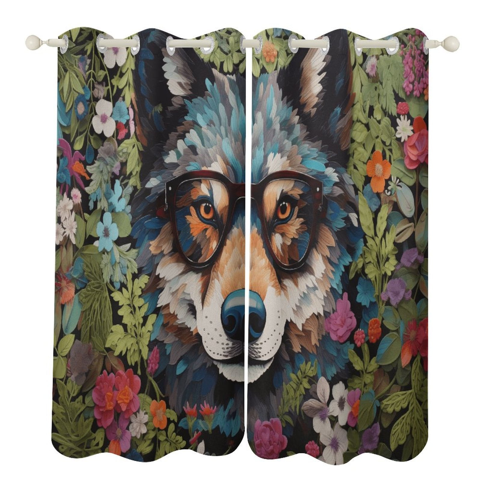 Funny Glasses Wolf Modern Window for Living Room Curtains for Child ...