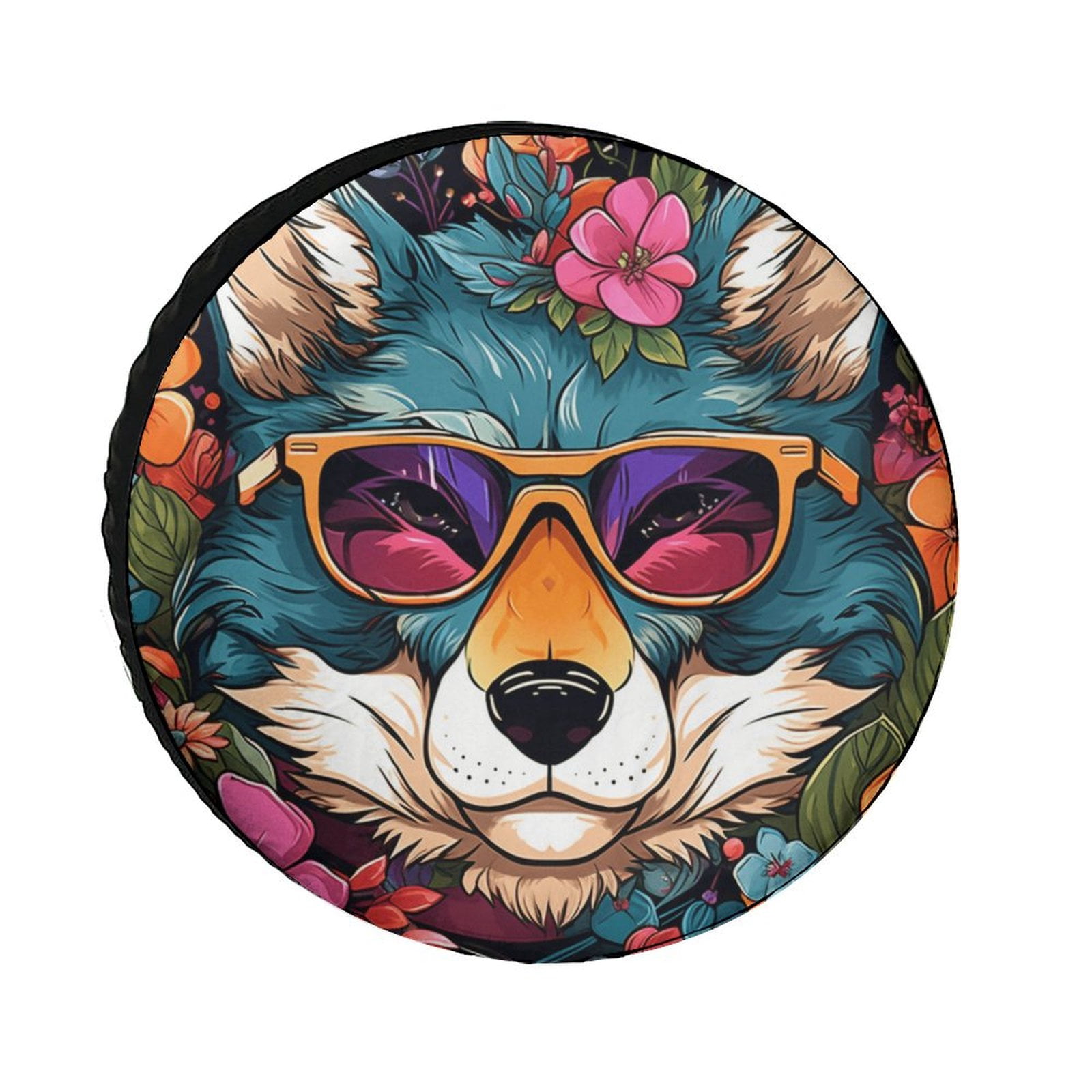 Funny Glasses Wolf Spare Tire Cover, Weather Resistant Vinyl Wheel ...