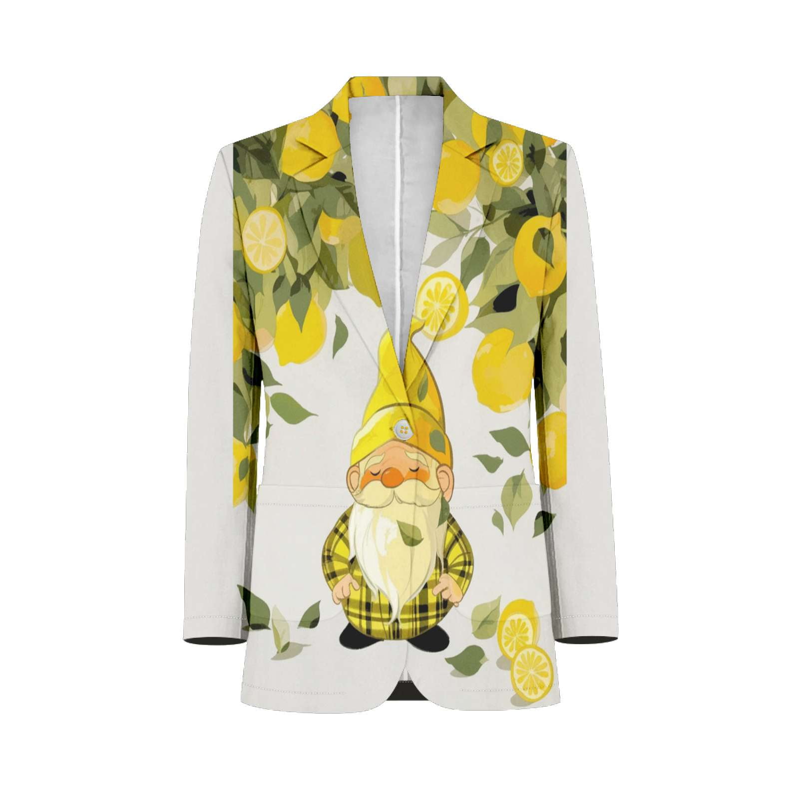 Funny Gnome Yellow Lemon Green Leaf Men's Suit Blazer Casual Party Wear ...
